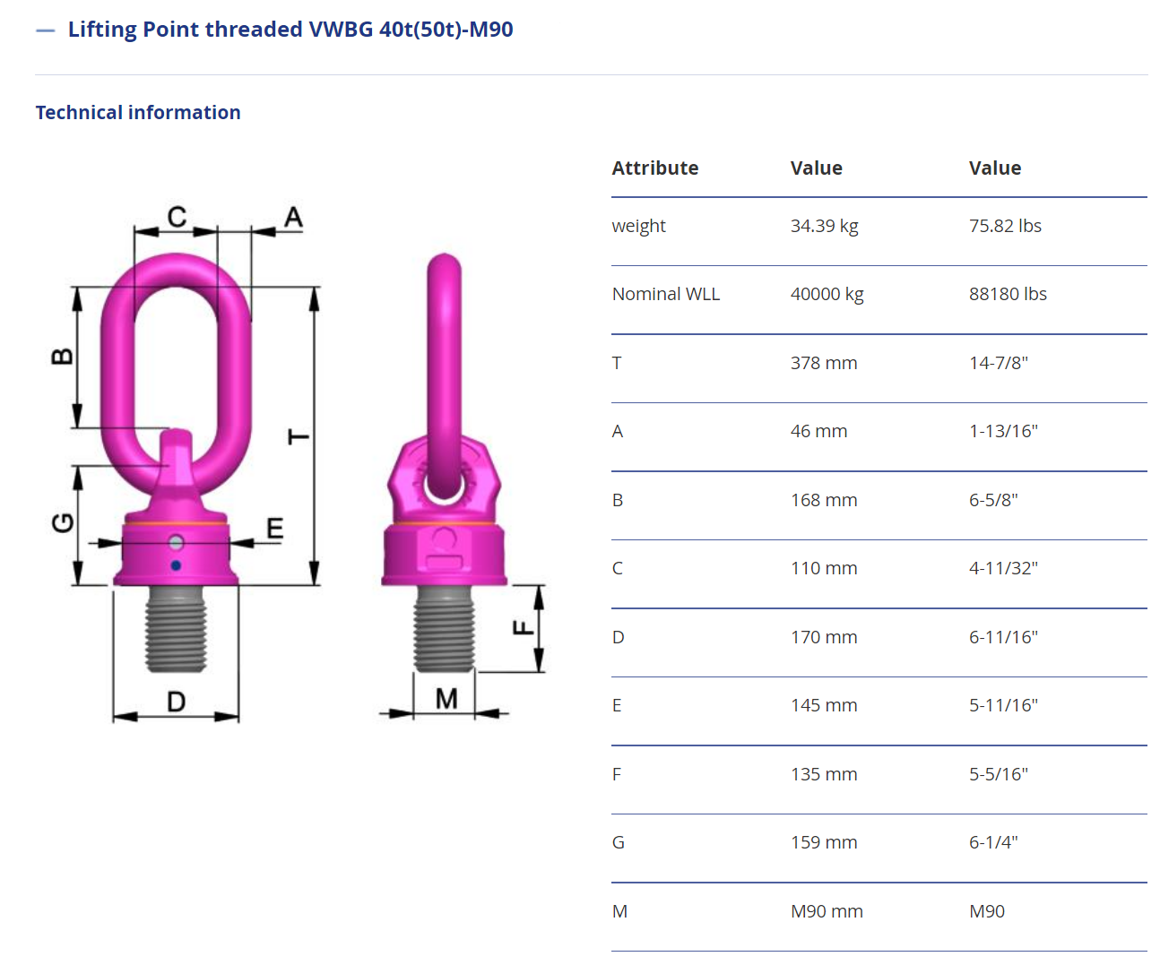 Lyftögla RUD VWBG M90 / Maxlast: 40 ton - LYFTonline
