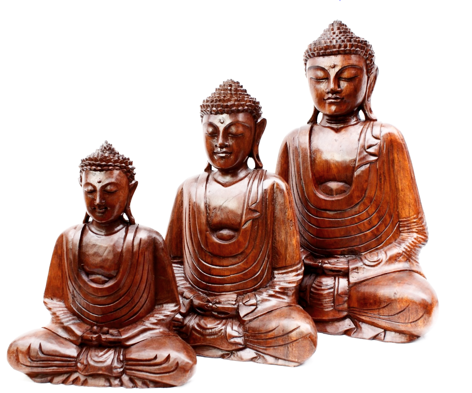 Stengarden.com - Mediterande Trä Buddha - Stor - Mörk Trä