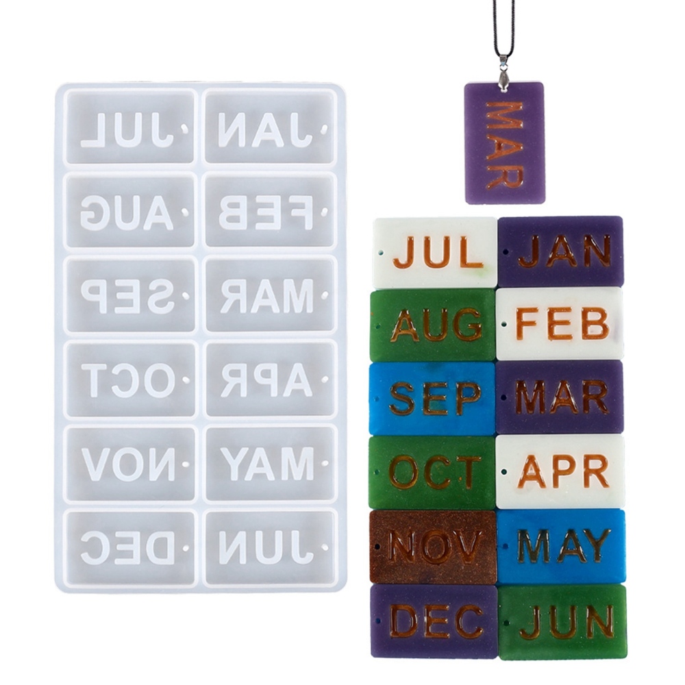 Sparklingdesign - Silicone Resin Mold Tags Month calender words