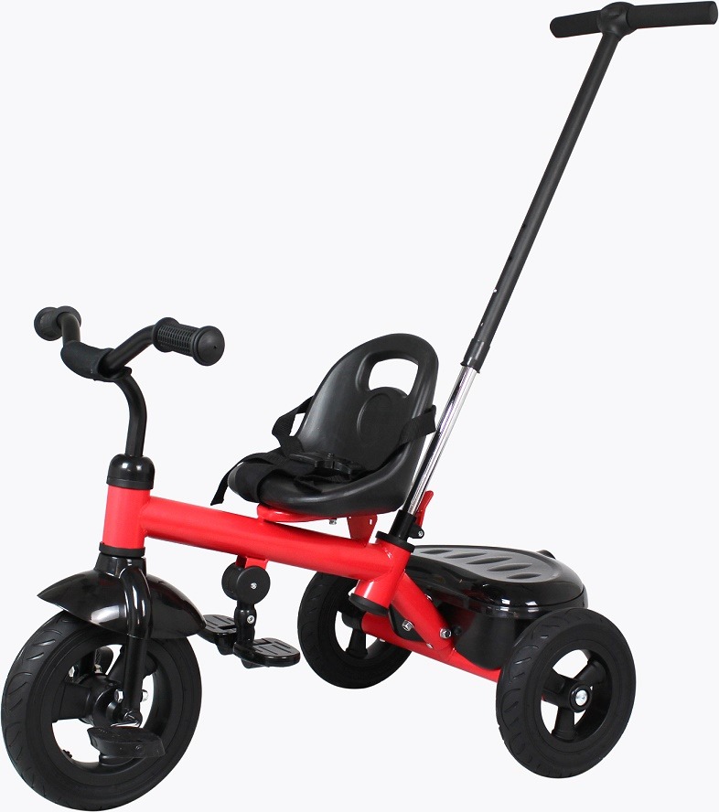 Trehjuling Med Gummihjul Och Styrstång, Röd - Toysforever