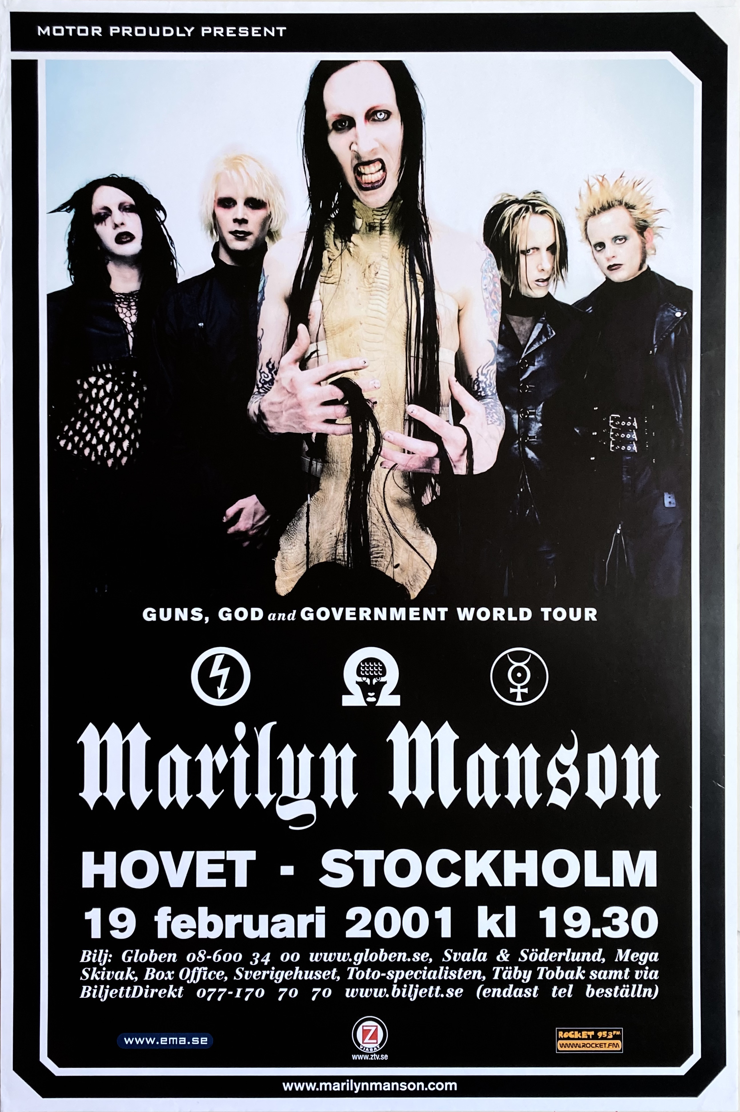 Nostalgipalatset - MARILYN MANSON - Stockholm 19 Feb Concert poster (2001)