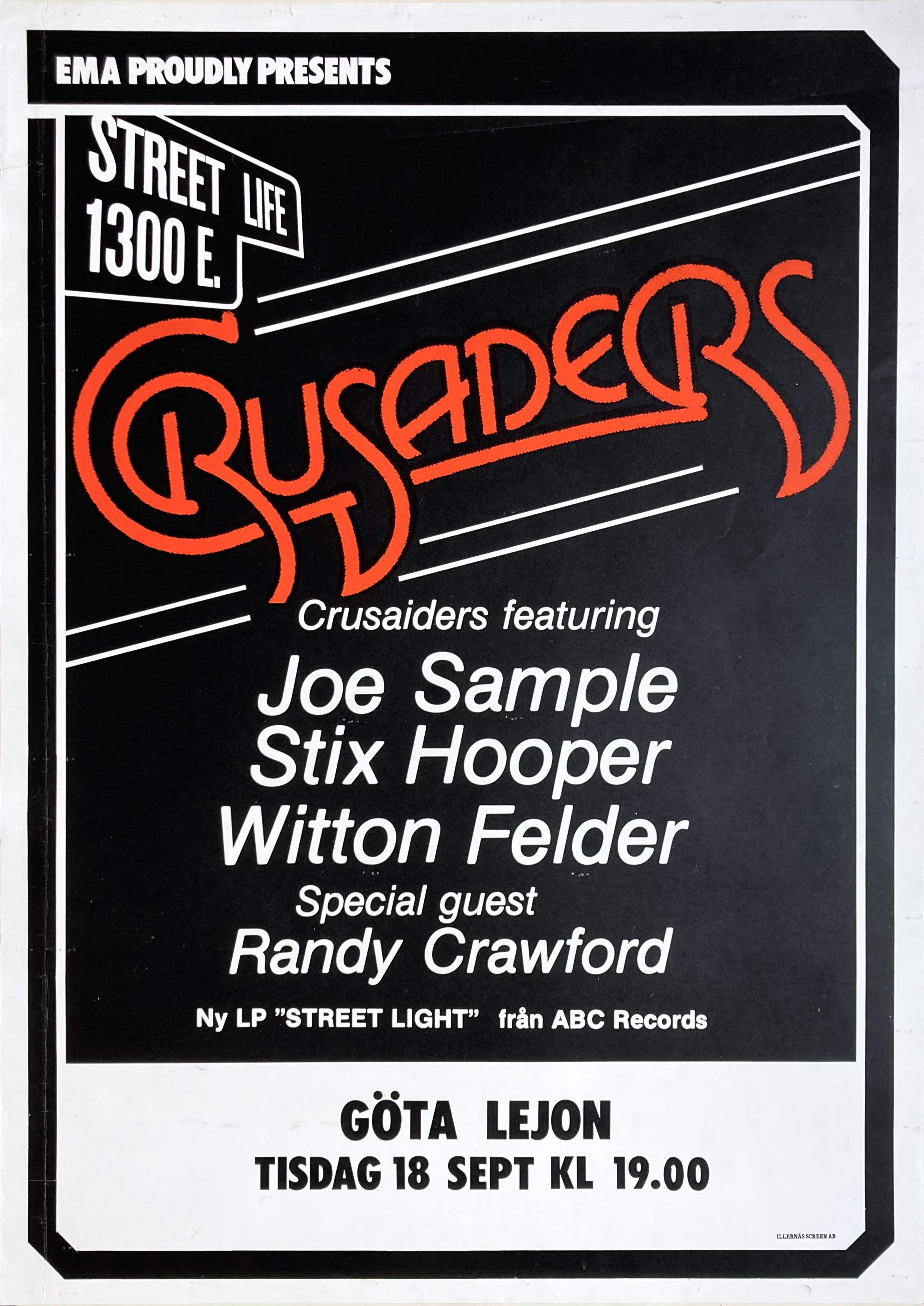 Nostalgipalatset - CRUSADERS - Stockholm 18 Sep Concert poster (1979)