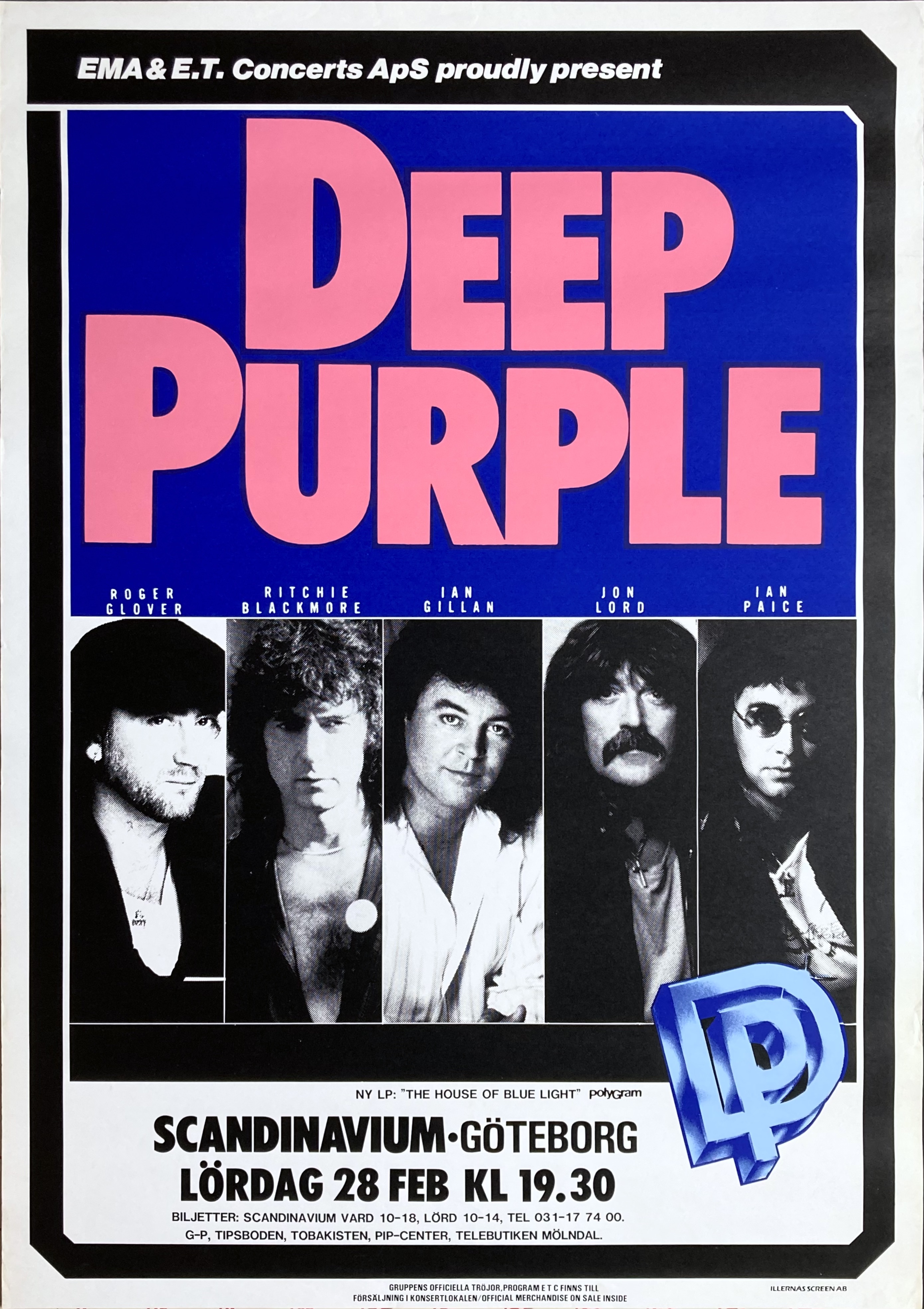 Nostalgipalatset - DEEP PURPLE - Gothenburg 28 Jan Concert poster (1987)