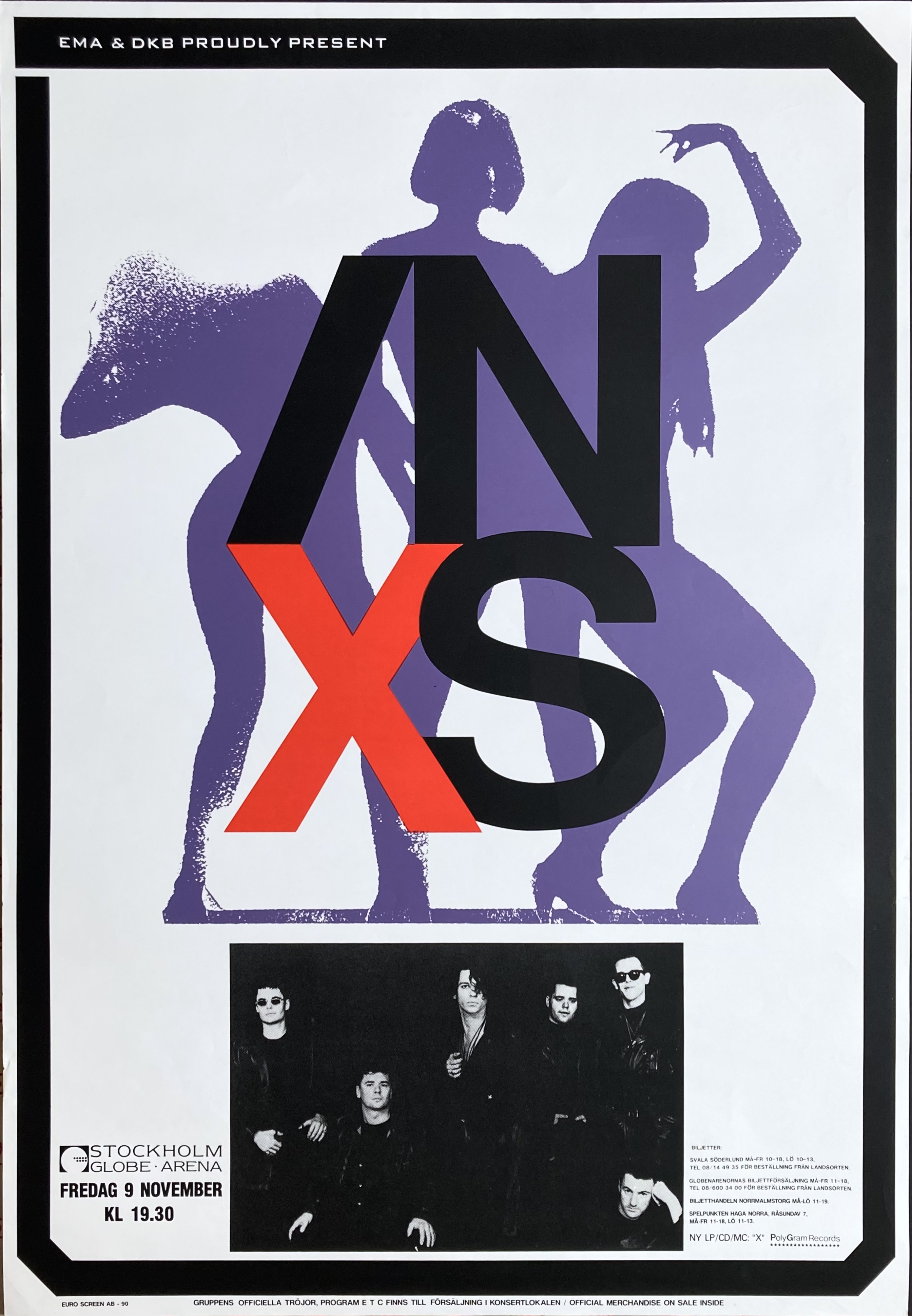 Nostalgipalatset - INXS - Stockholm 9 Nov Concert poster (1990)