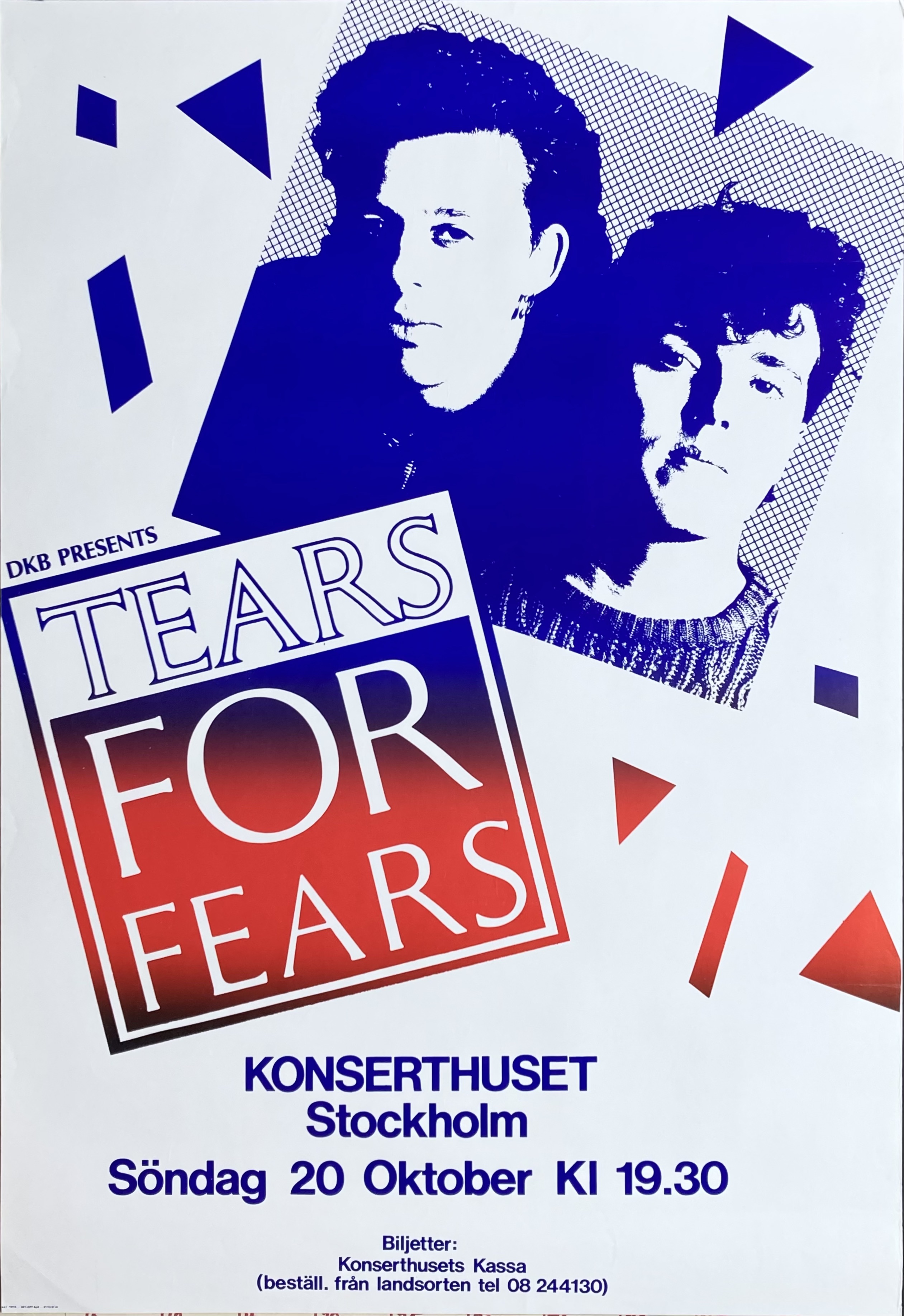 Nostalgipalatset - TEARS FOR FEARS - Stockholm 20 Oct Concert poster (1985)