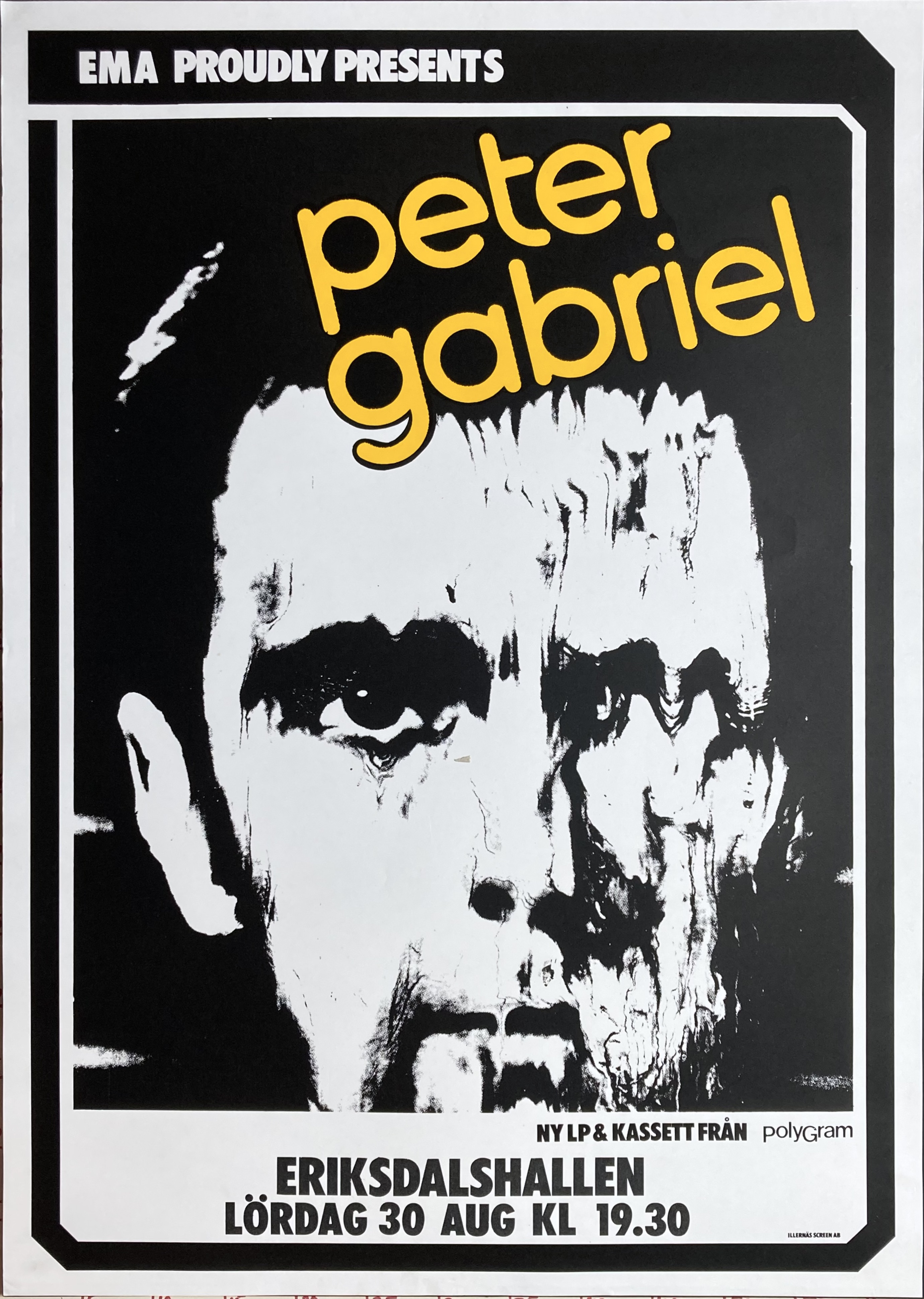 Nostalgipalatset - PETER GABRIEL - Stockholm 30 Aug Concert poster (1980)