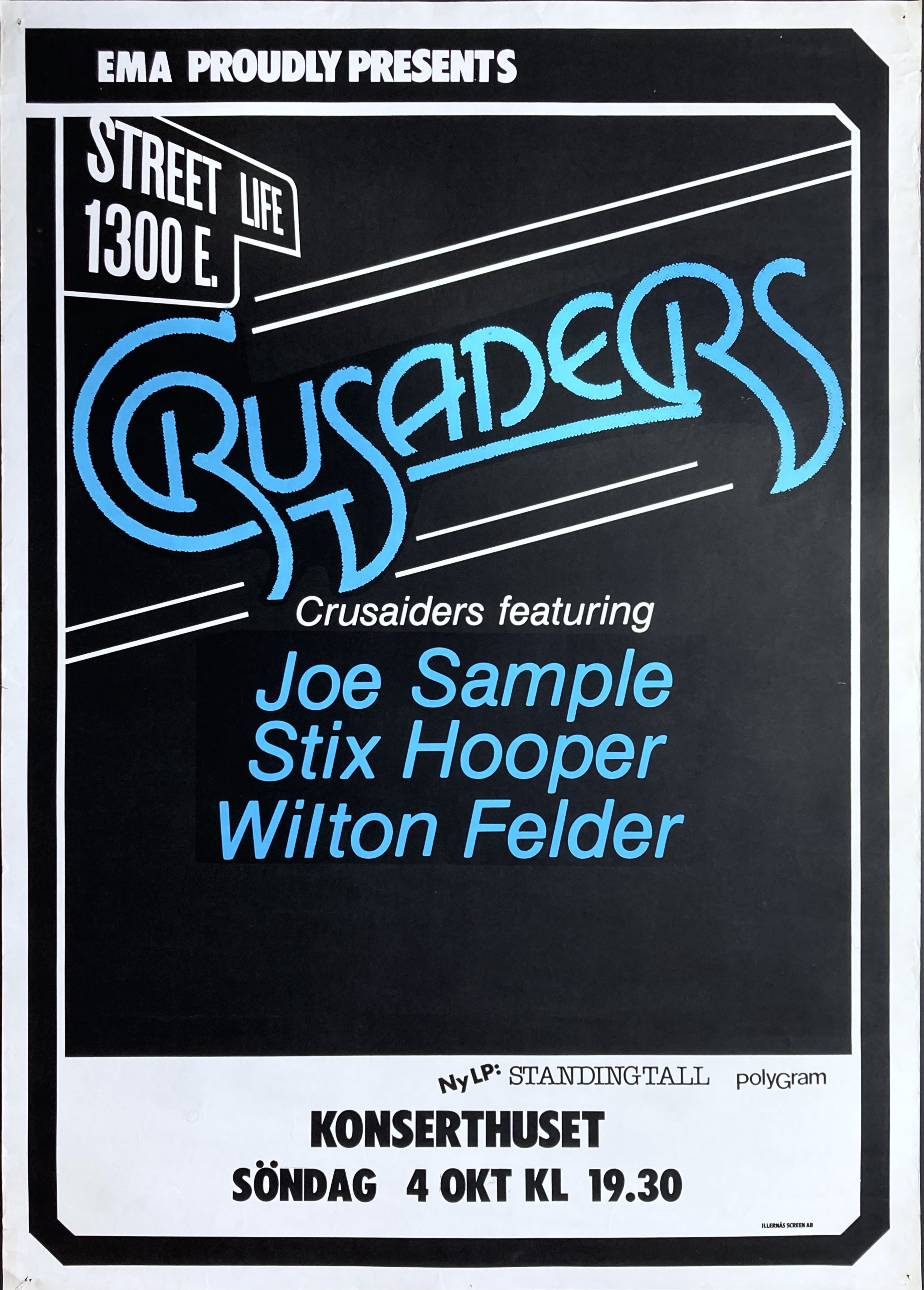 Nostalgipalatset - CRUSADERS - Stockholm 4 Okt Concert poster (1981