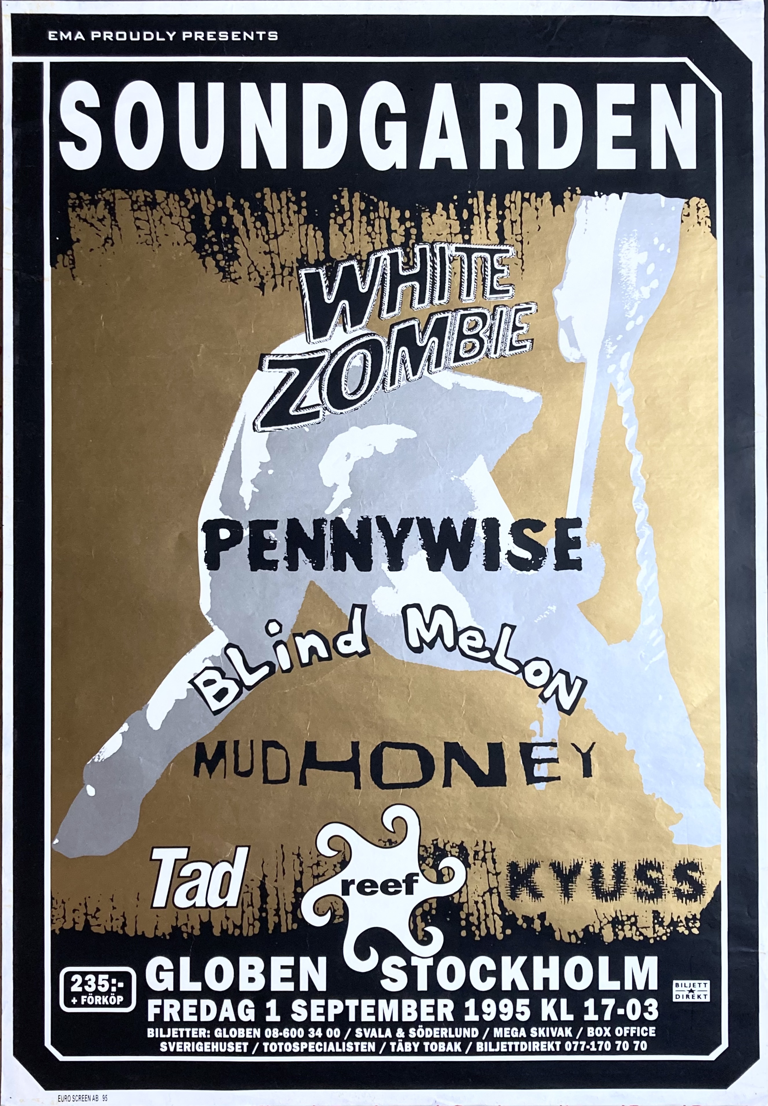 Nostalgipalatset - SOUNDGARDEN - Stockholm 1 Sep Concert poster (1995)