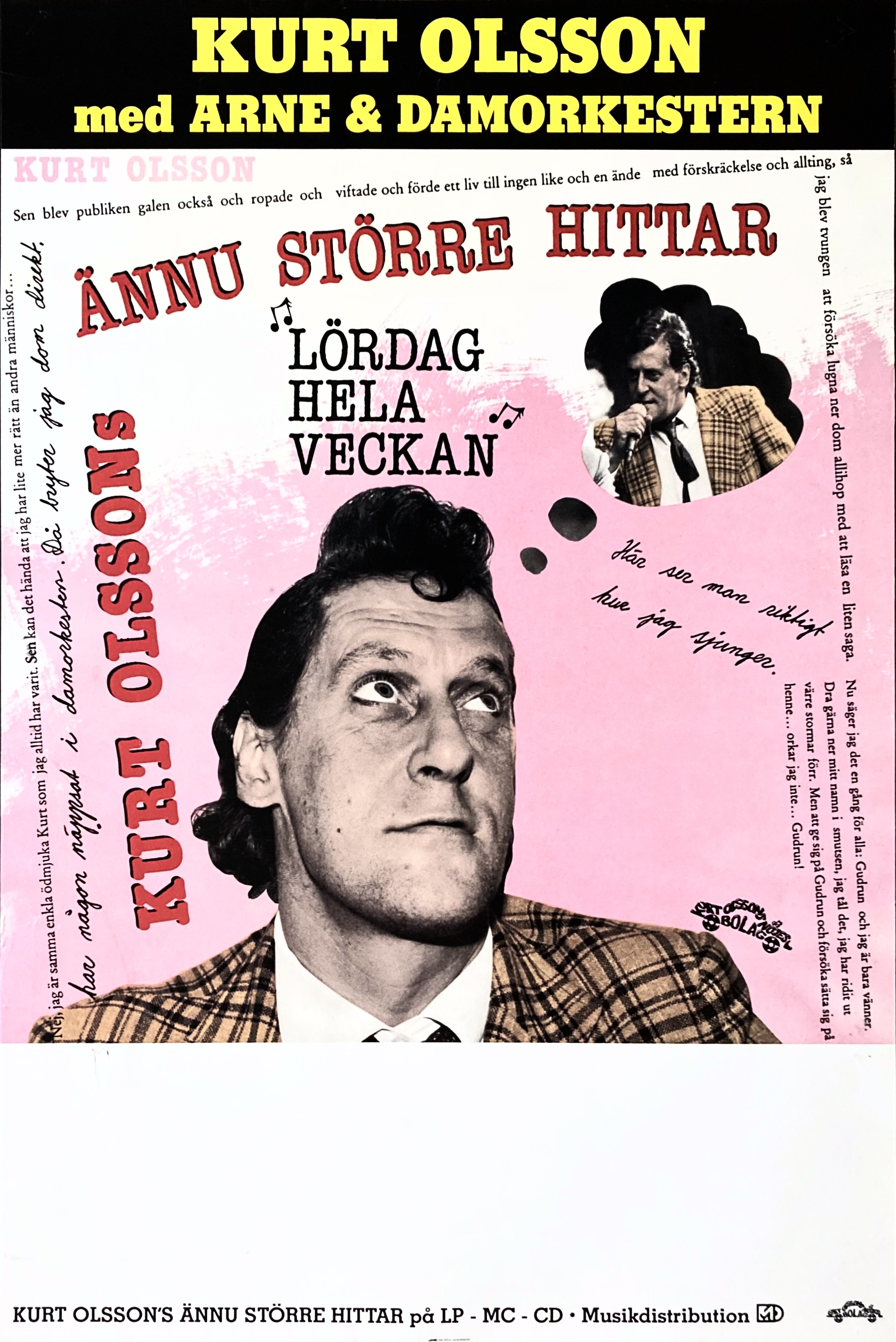 Nostalgipalatset - KURT OLSSON - Swedish TOUR poster (1988)