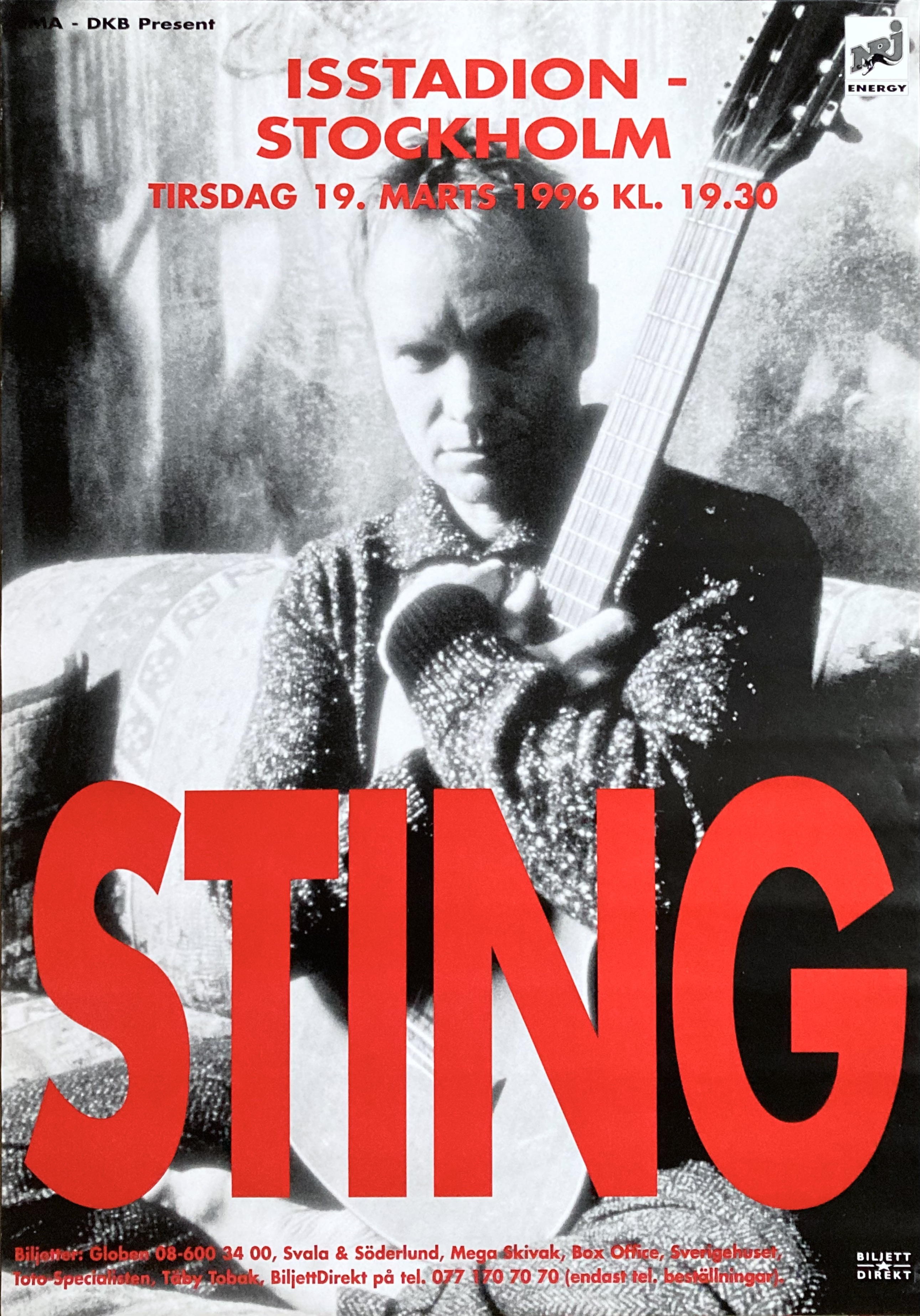 Nostalgipalatset - STING - Stockholm 19 Mar Concert poster (1996)