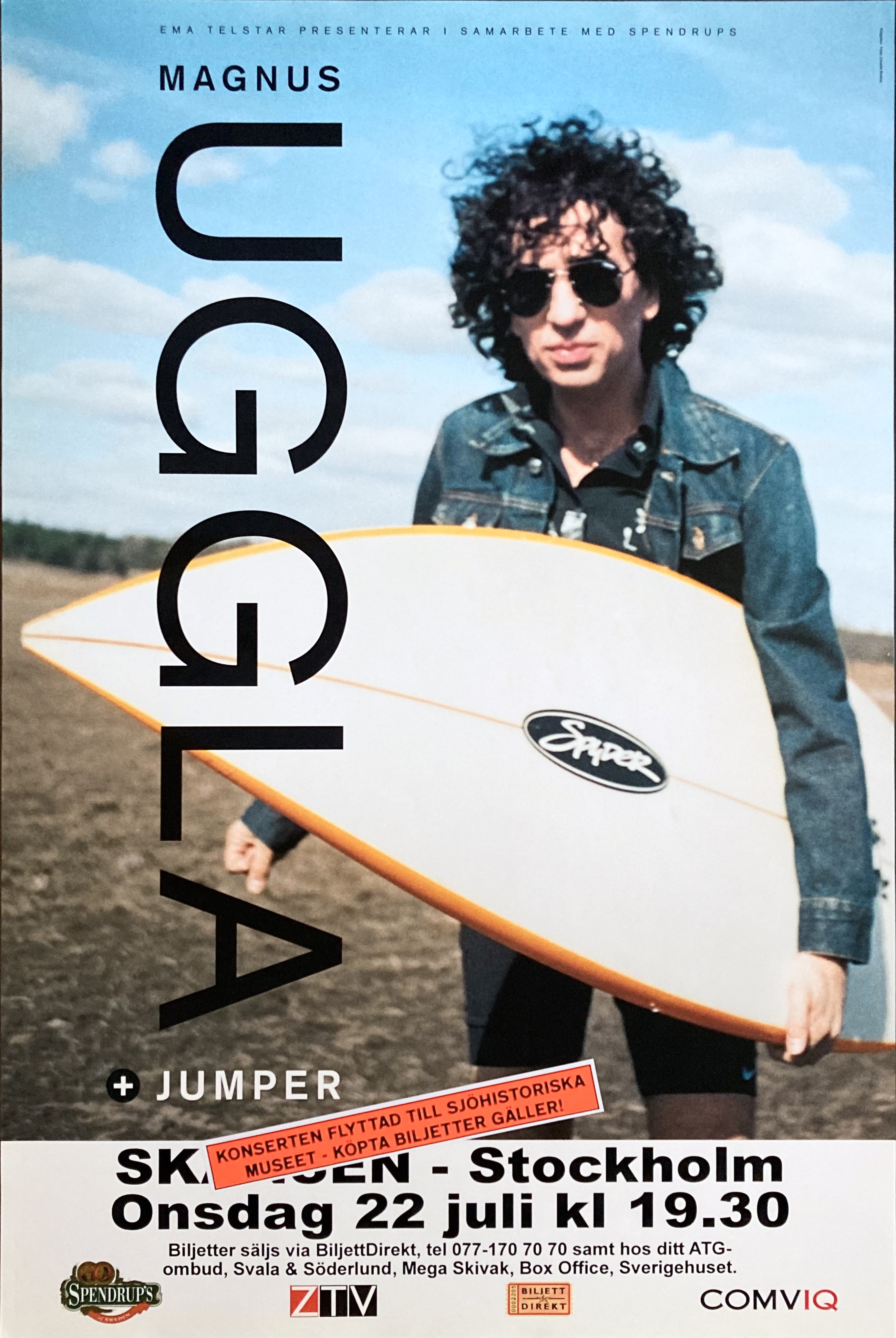Nostalgipalatset Magnus Uggla Stockholm 22 Jul Concert Poster 1998