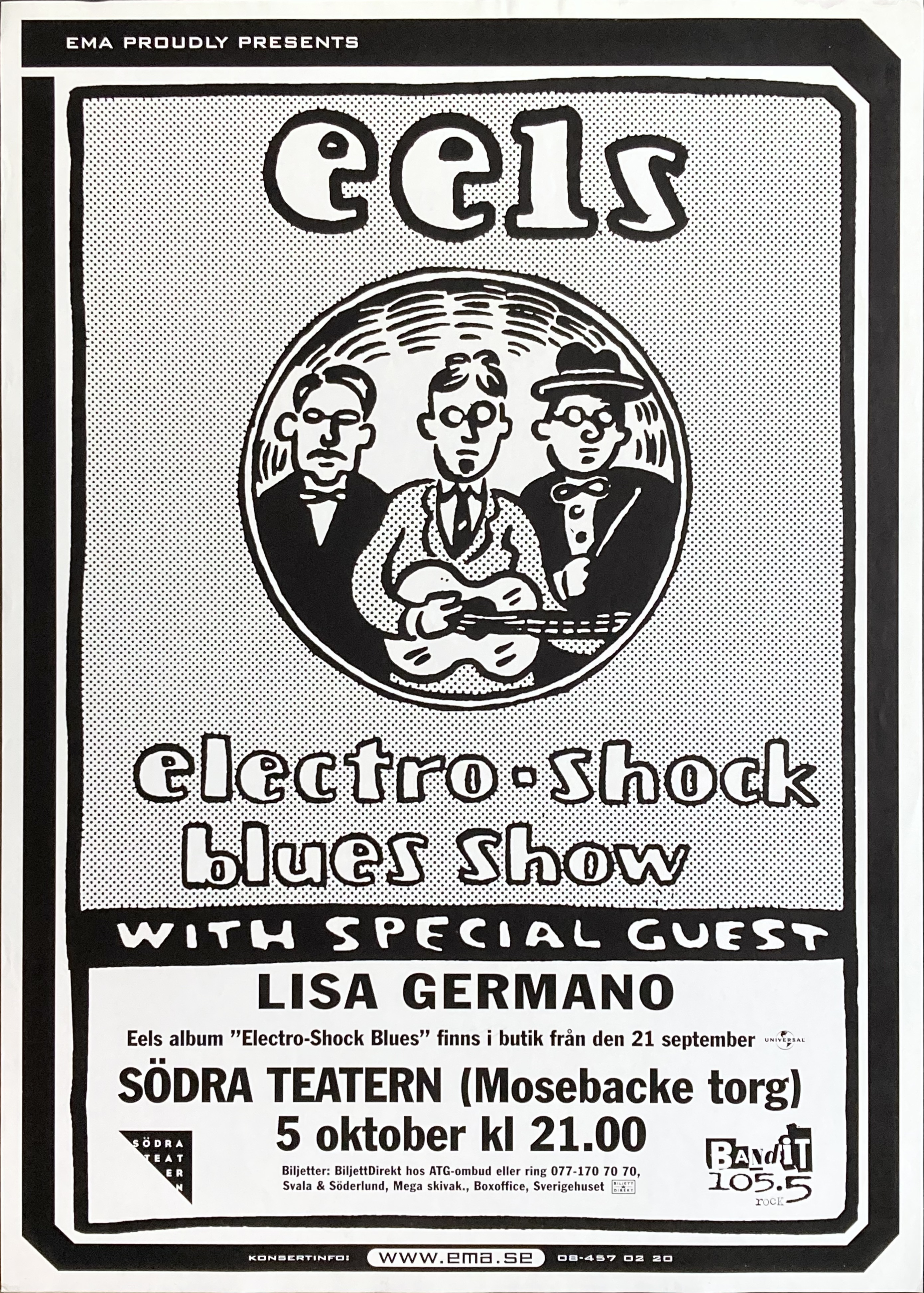 Nostalgipalatset - EELS - Stockholm 5 Oct Concert poster (1998)