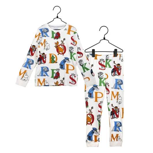 Moomin White alphabet pajamas - Sverigedräkter