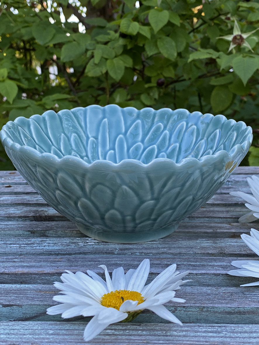 Vita Ranunkler - Skål Bloom isblå