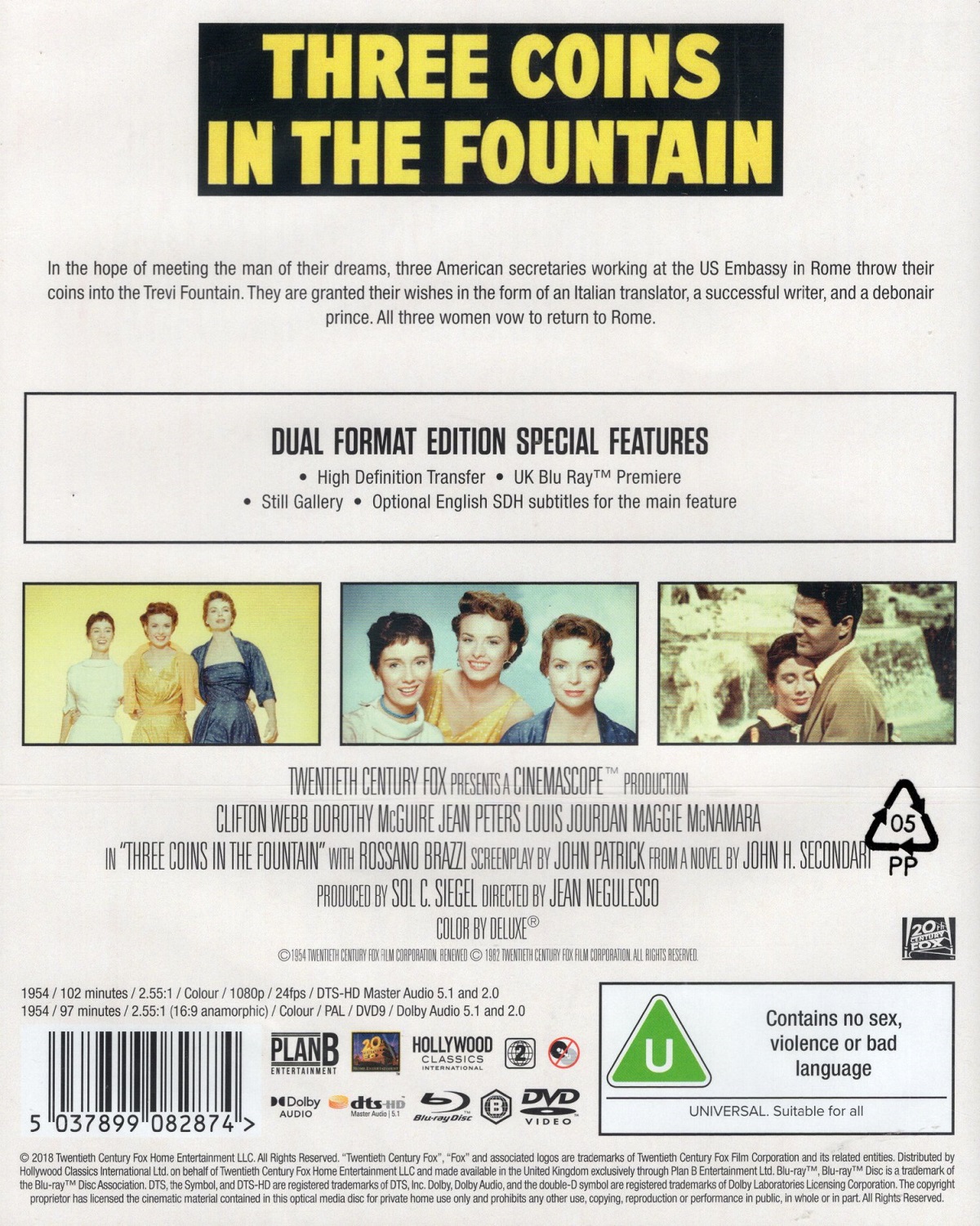 Three Coins In the Fountain (ej svensk text) (Blu-ray + DVD ...