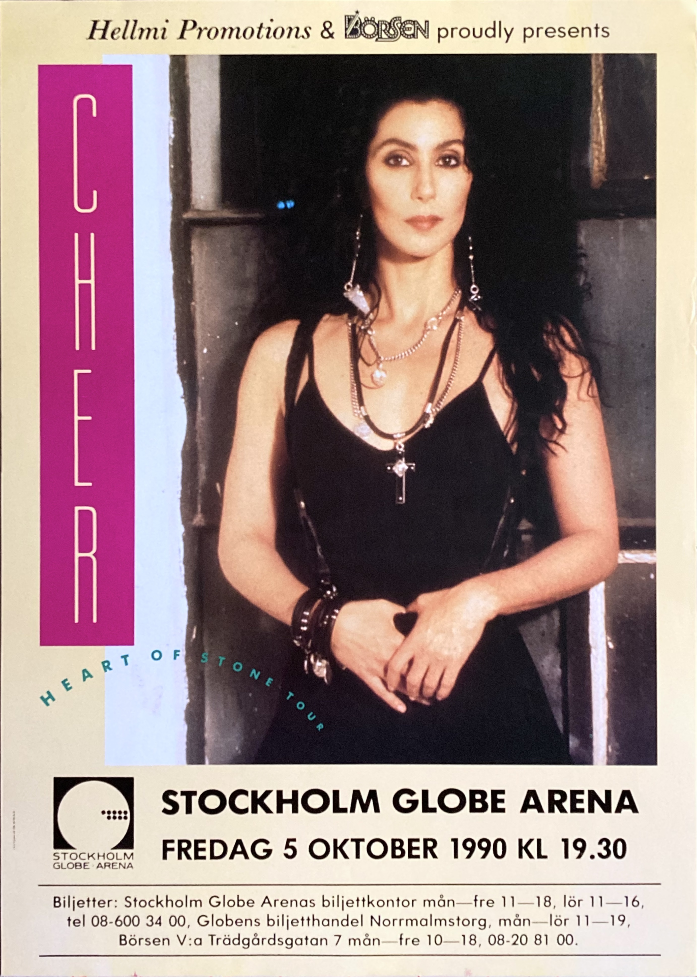 Nostalgipalatset - CHER - Stockholm 5 Oct Concert poster (1990)