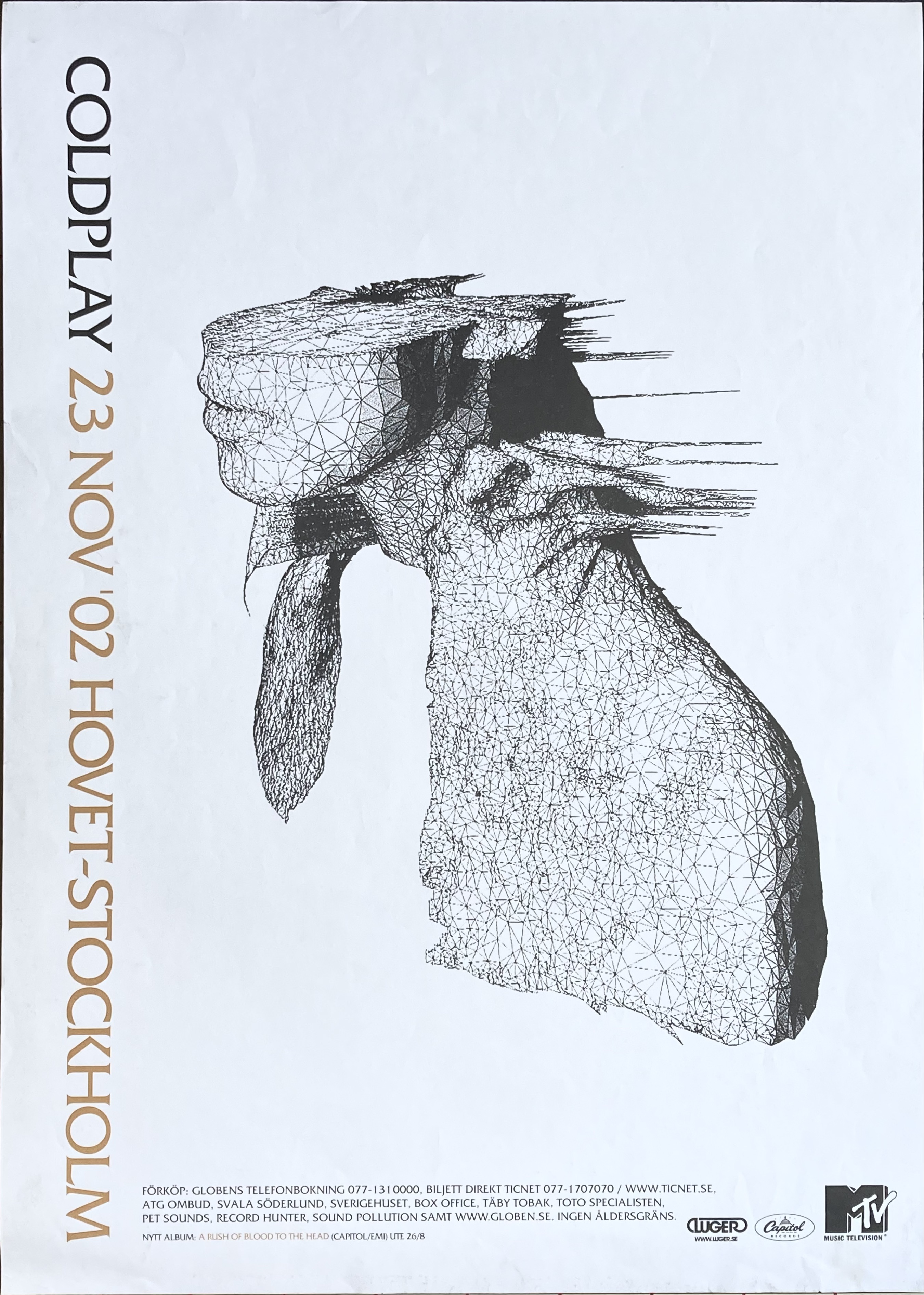 Nostalgipalatset - COLDPLAY - Stockholm 23 Nov Concert poster (2002)