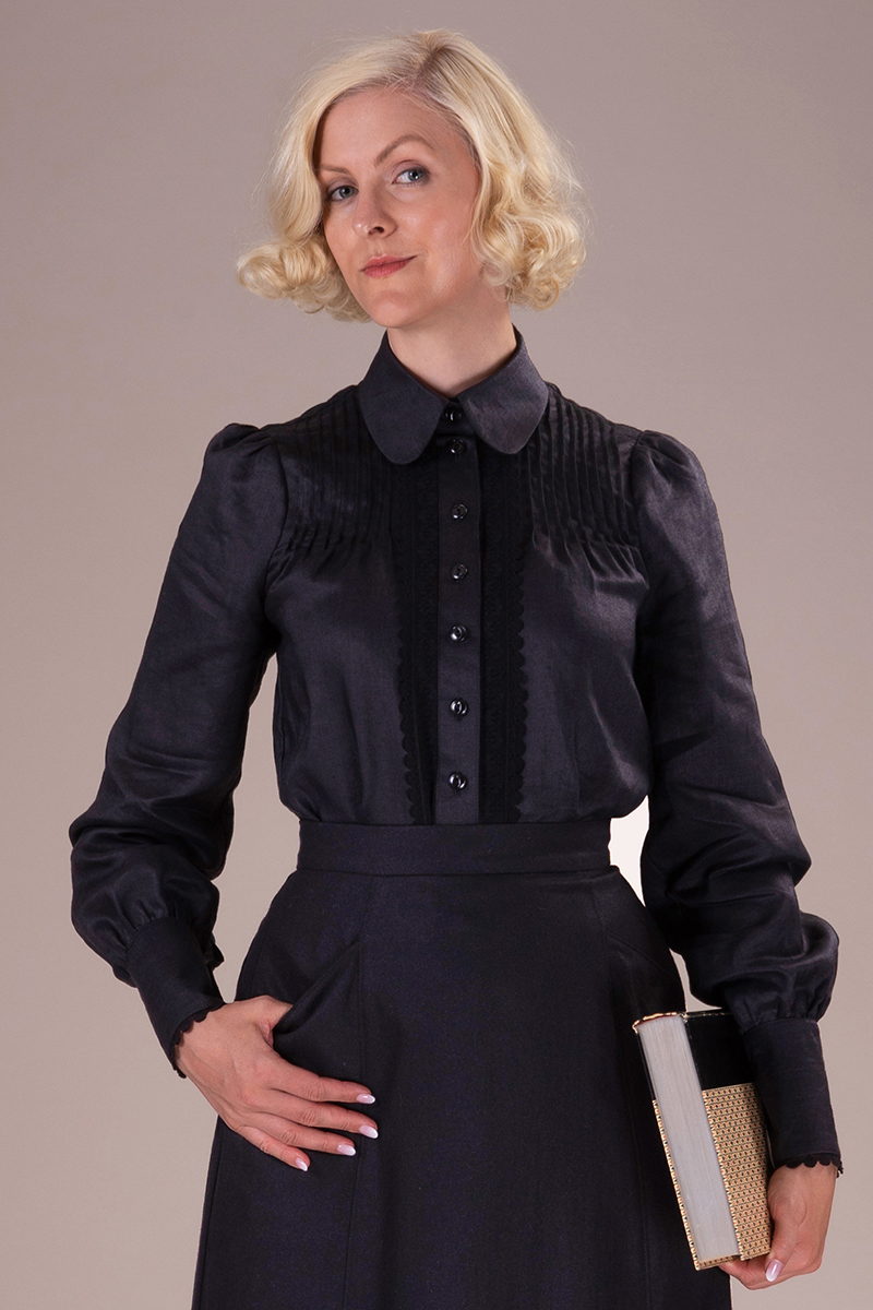 The Lacy Librarian Blouse. Black - emmy design
