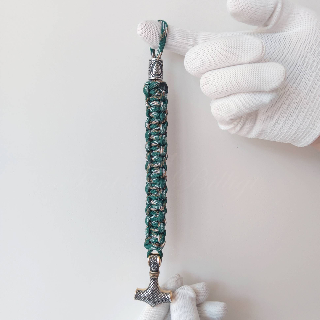 Armband Thor Viking - Torshammare Flätat Runor Mönstrad