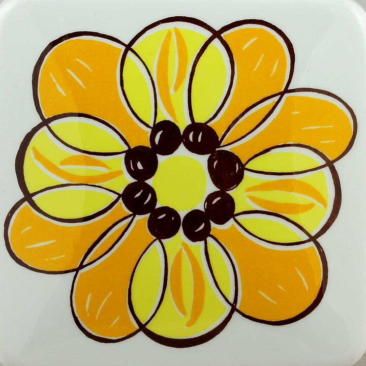 Inger Waage (Solei 1960s) Box with Yellow Flower Decor 11 cm