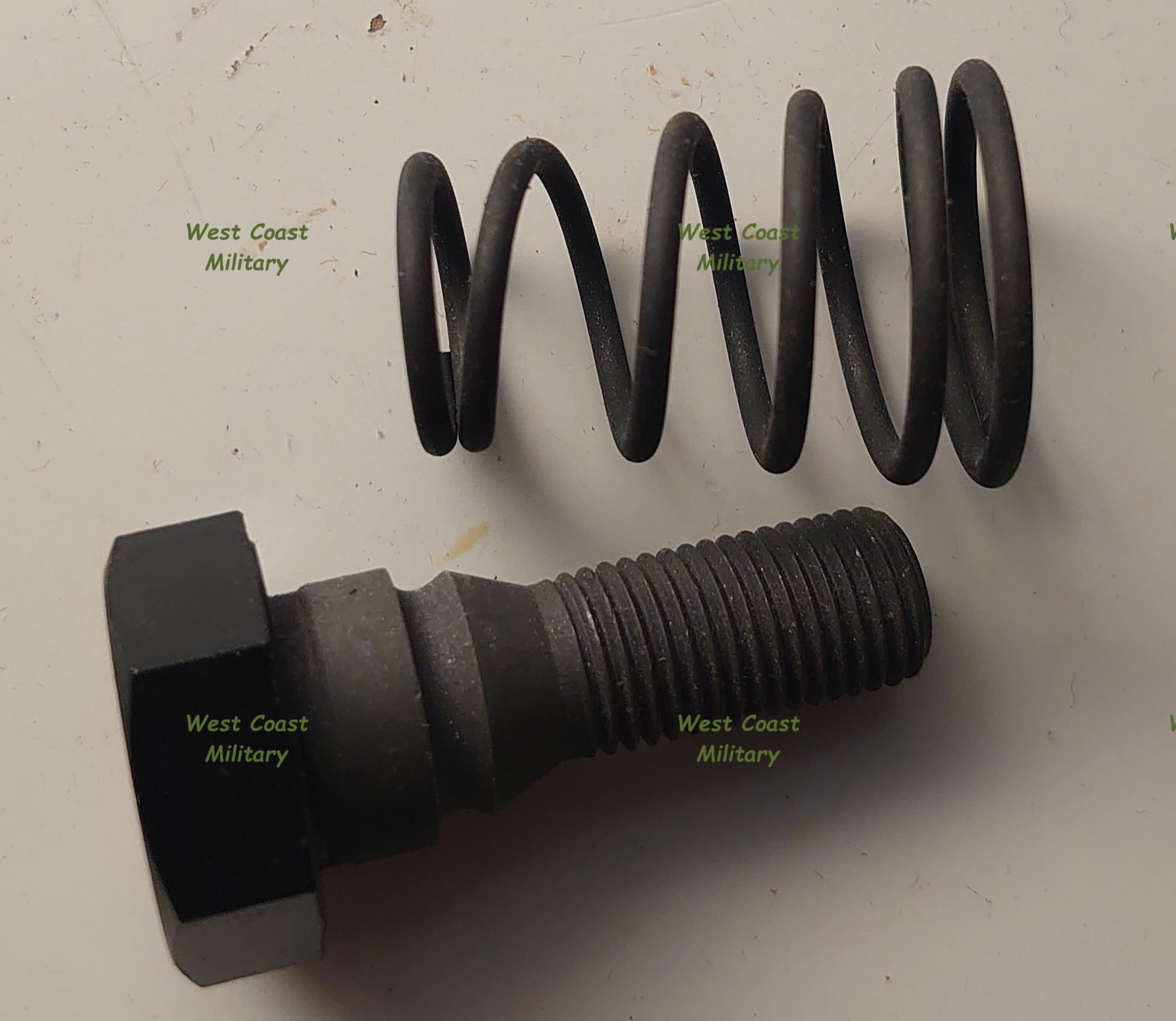 Oil filter bolt and spring - West coast military