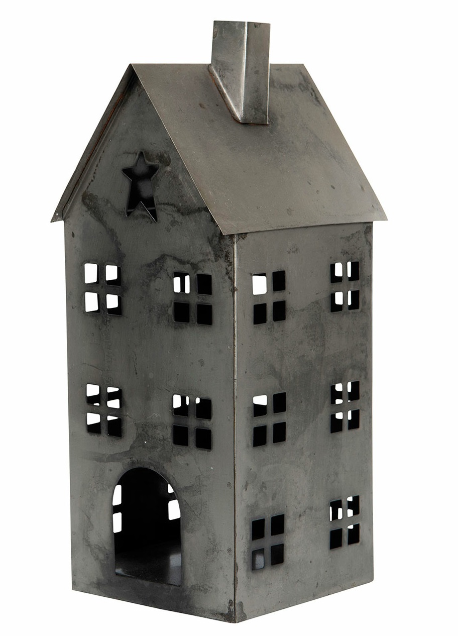 Hus Lykta - Plåthus - Grå - Hög - 30x14x45 cm - VitVitareVitast