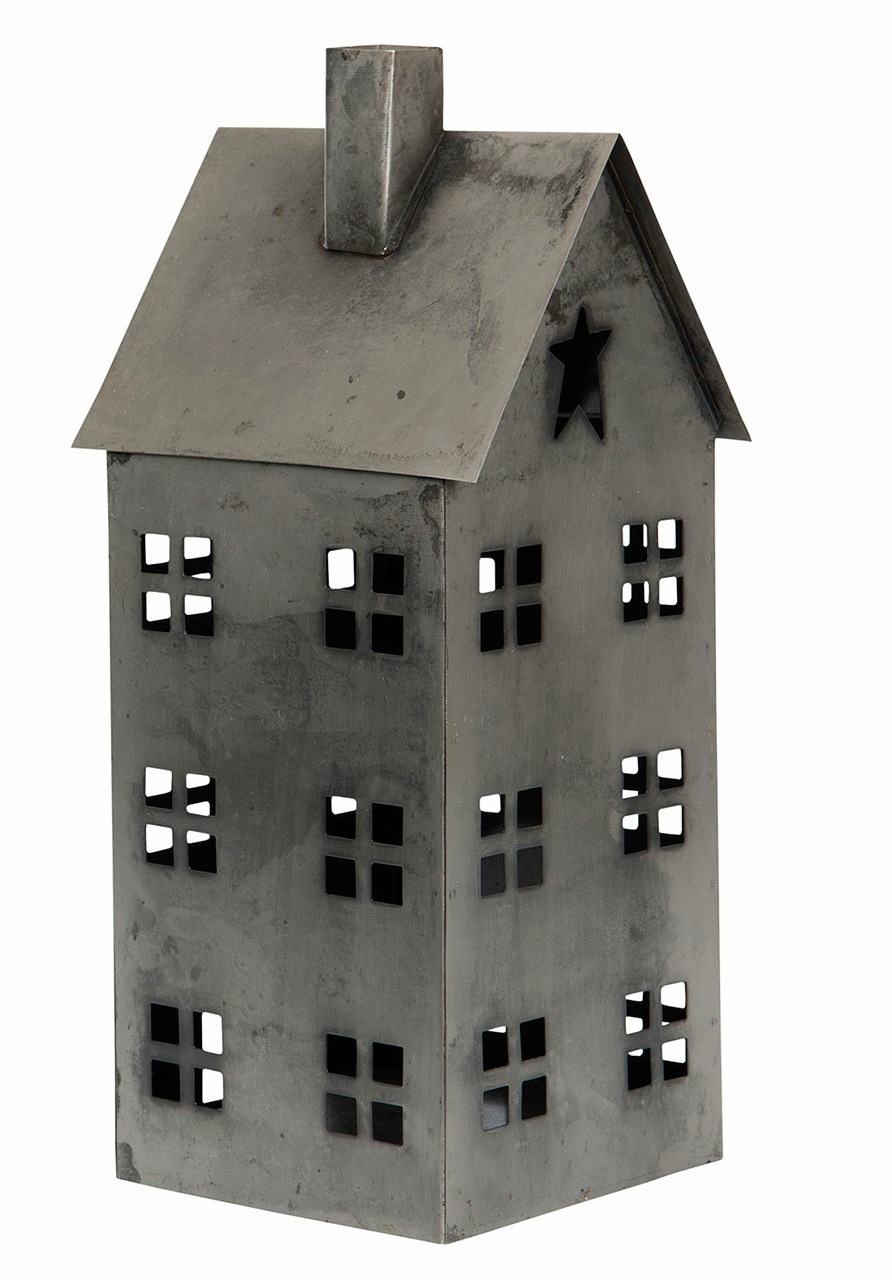 Hus Lykta - Plåthus - Grå - Hög - 30x14x45 cm - VitVitareVitast