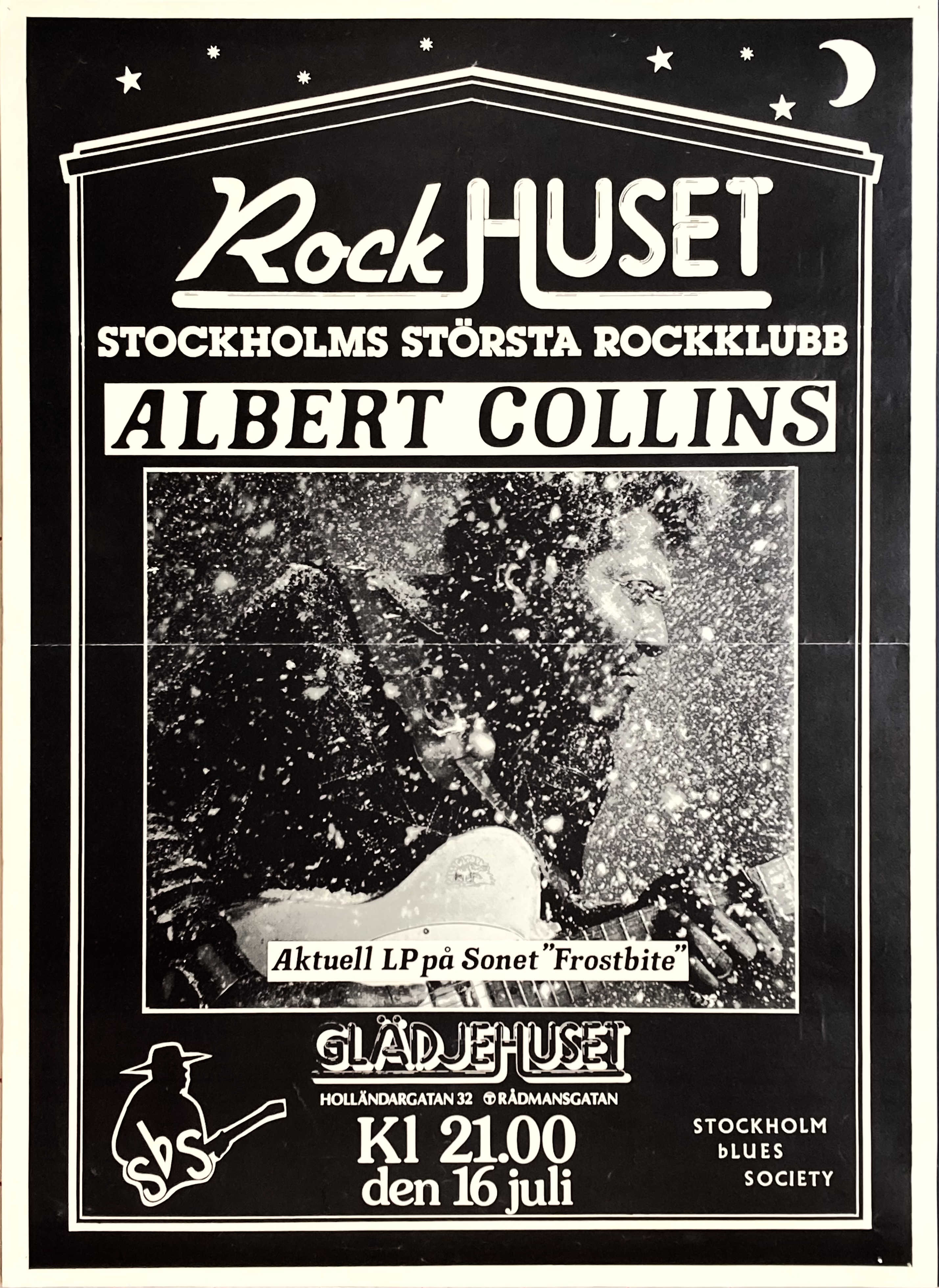 Nostalgipalatset - ALBERT COLLINS - Stockholm 16 July Concert poster (1980)