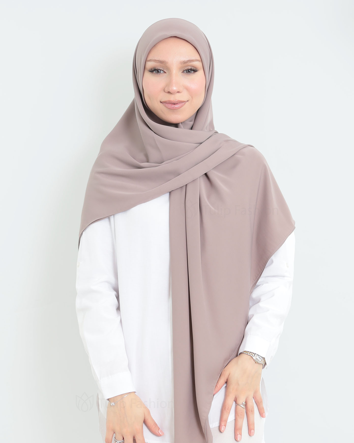 Hijab - Maxi Square Medina Chiffon - Taupe - Tulip Fashion