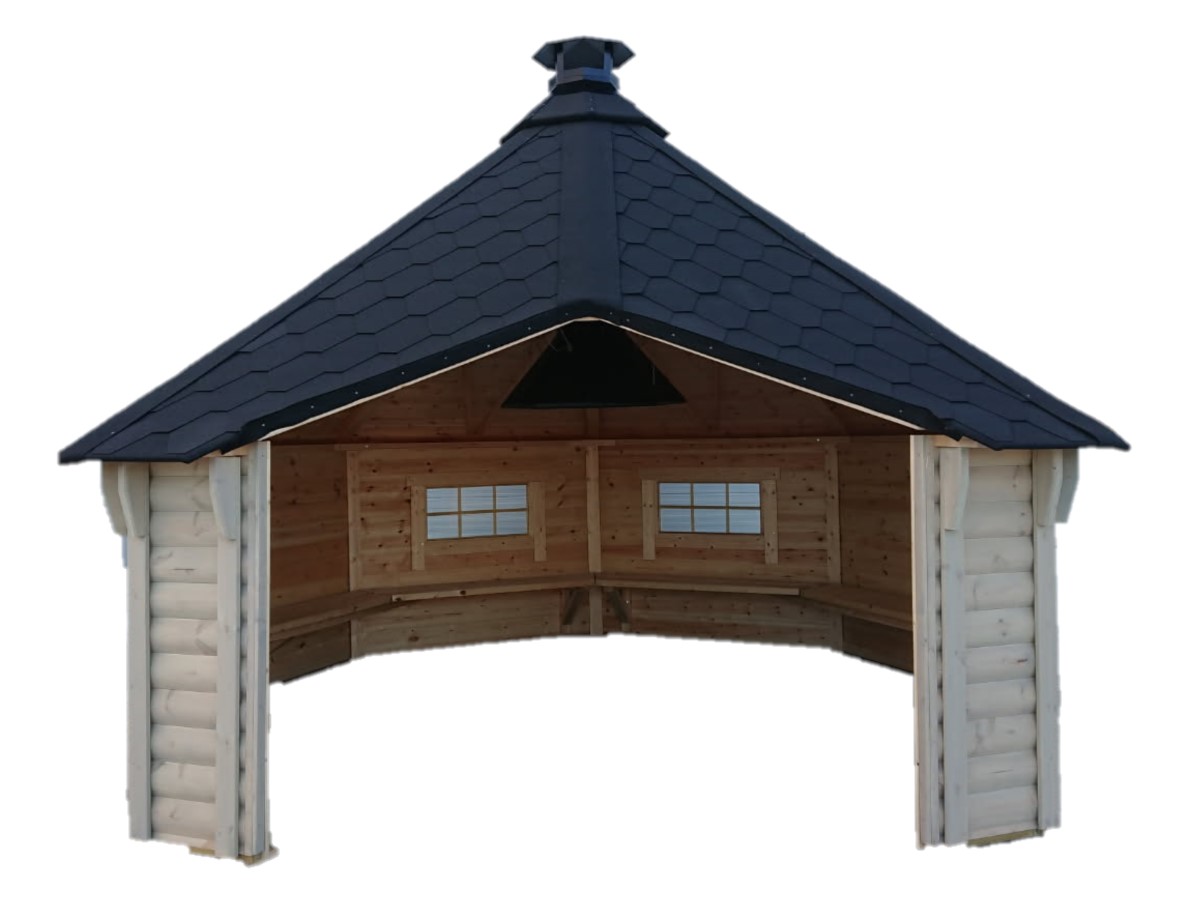 VINDSKYDD 16,9m² Halvrunt timmer - SF HOUSE