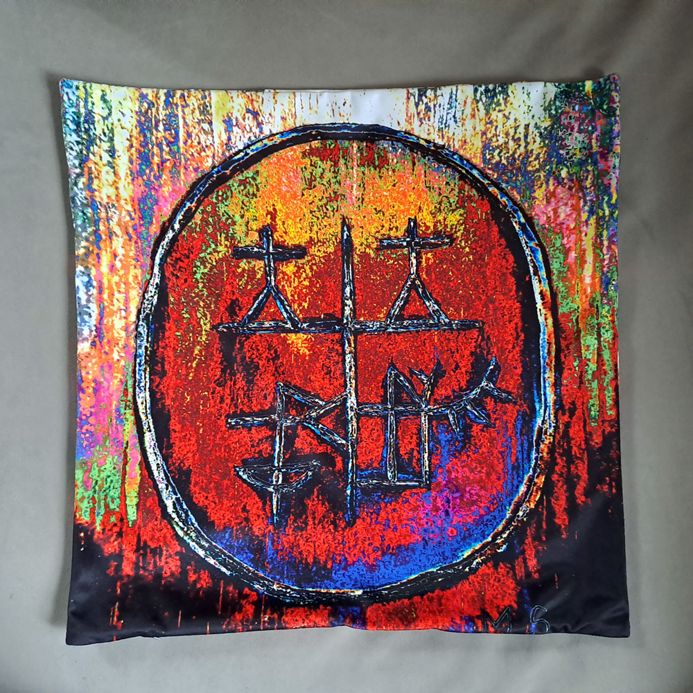 Kuddfodral Konst - Samisk trumma Multi Röd,, Jokkmokk samisk design ...