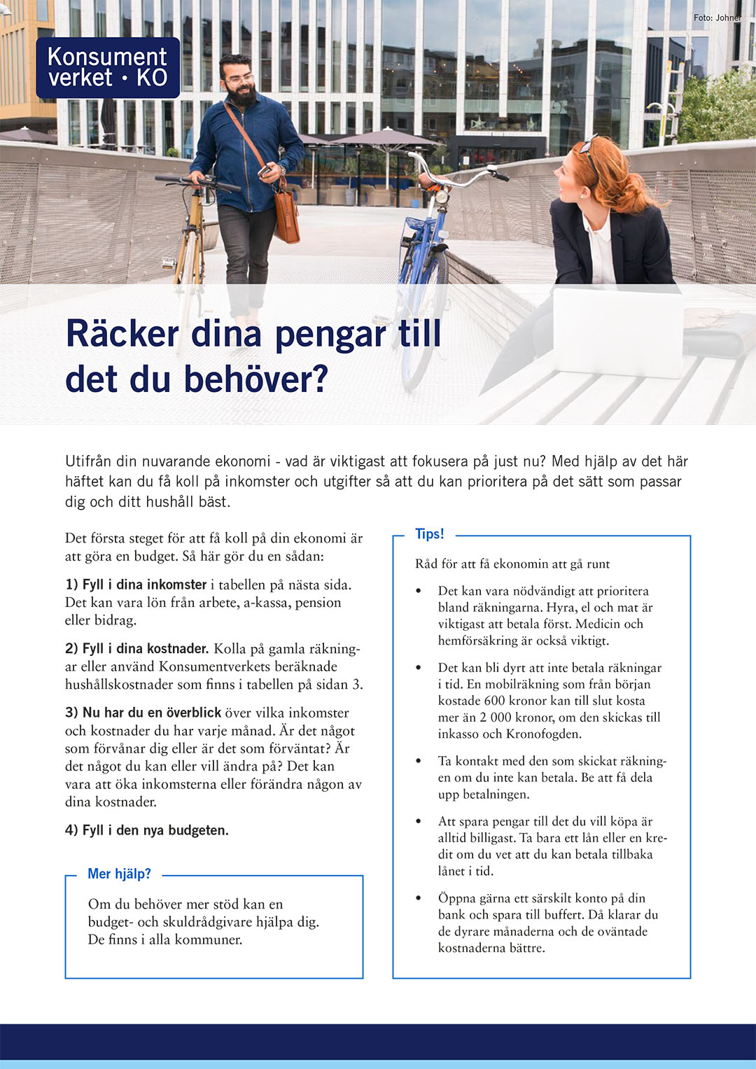Räcker dina pengar till det du behöver? - Budgethäfte - Publikationer ...