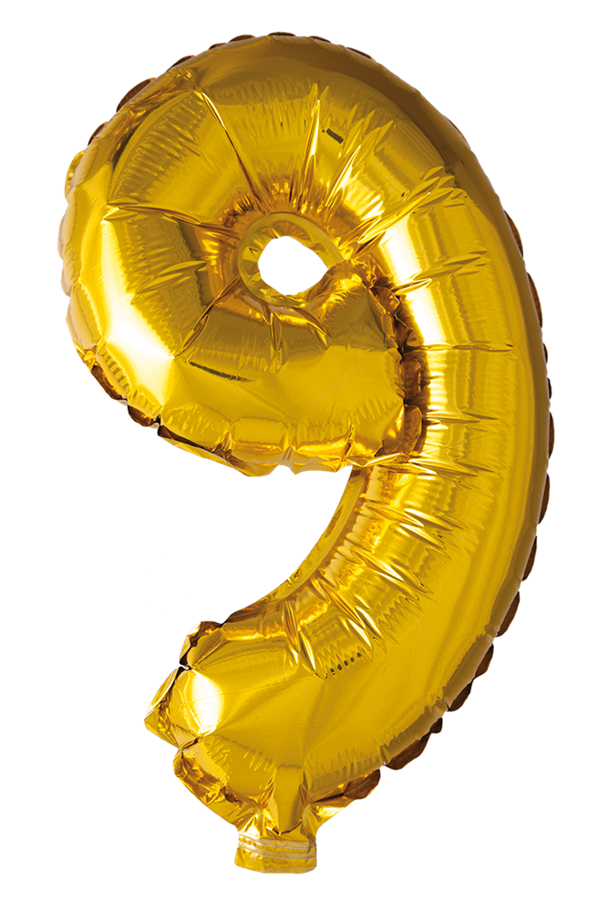 Folio ilmapallo Numero 9, Kulta 66 cm - Robbis Hobby Shop