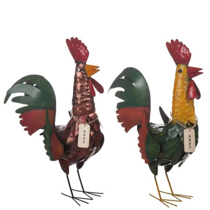 Färgglad Tupp i Hamrad Plåt Att Köpa. Bert - Höjd 50 cm.