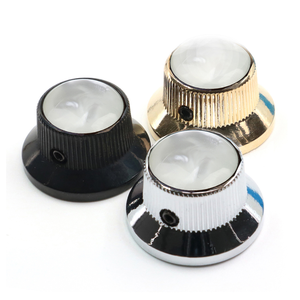 strings.fi - Metal Strat Knob With Pearloid Top (Set screw)