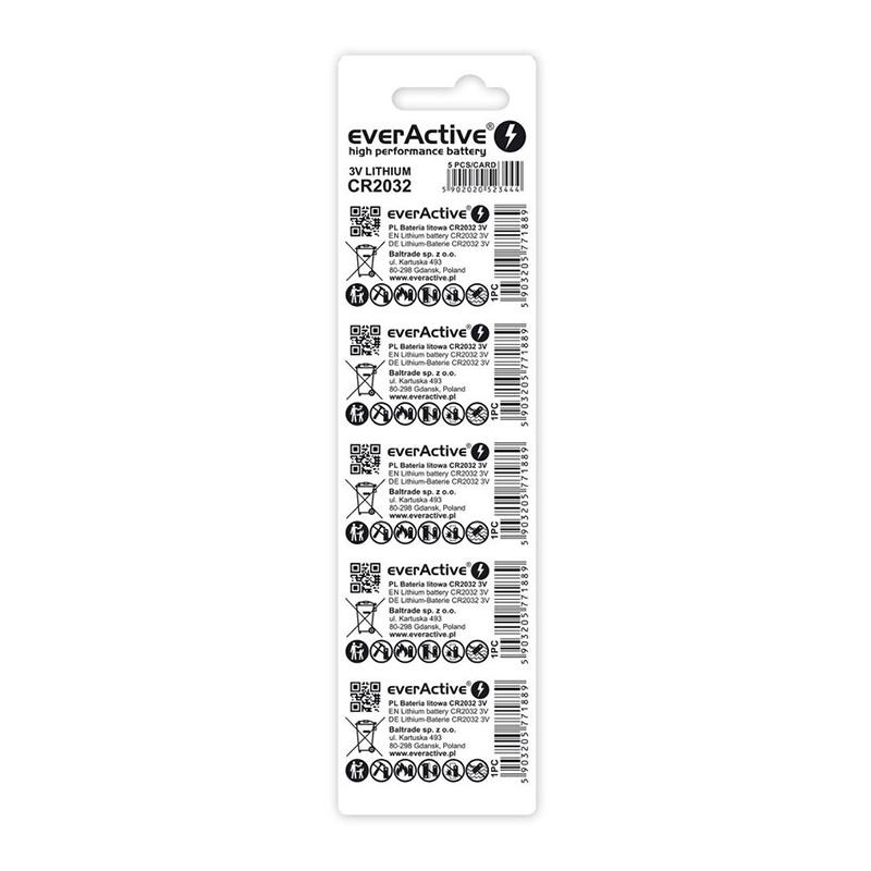 CR2032 Button cell battery 5-pack - Hearstore