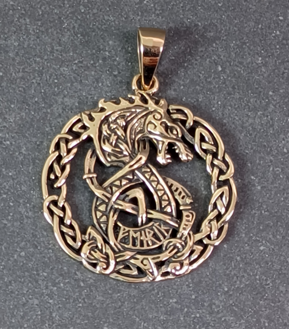 Stengarden.com - Viking Drake i keltisk cirkel - Hänge i Brons
