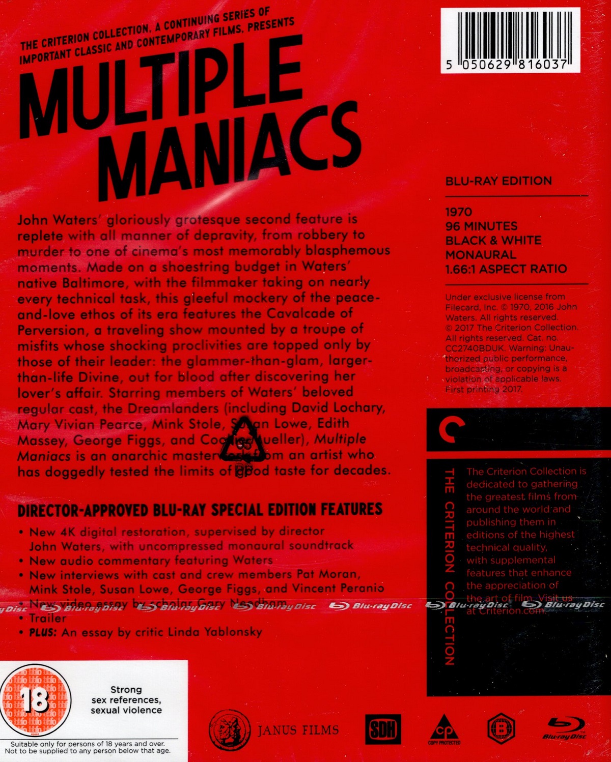 Multiple Maniacs (Criterion Collection) (ej svensk text) (Blu-ray ...