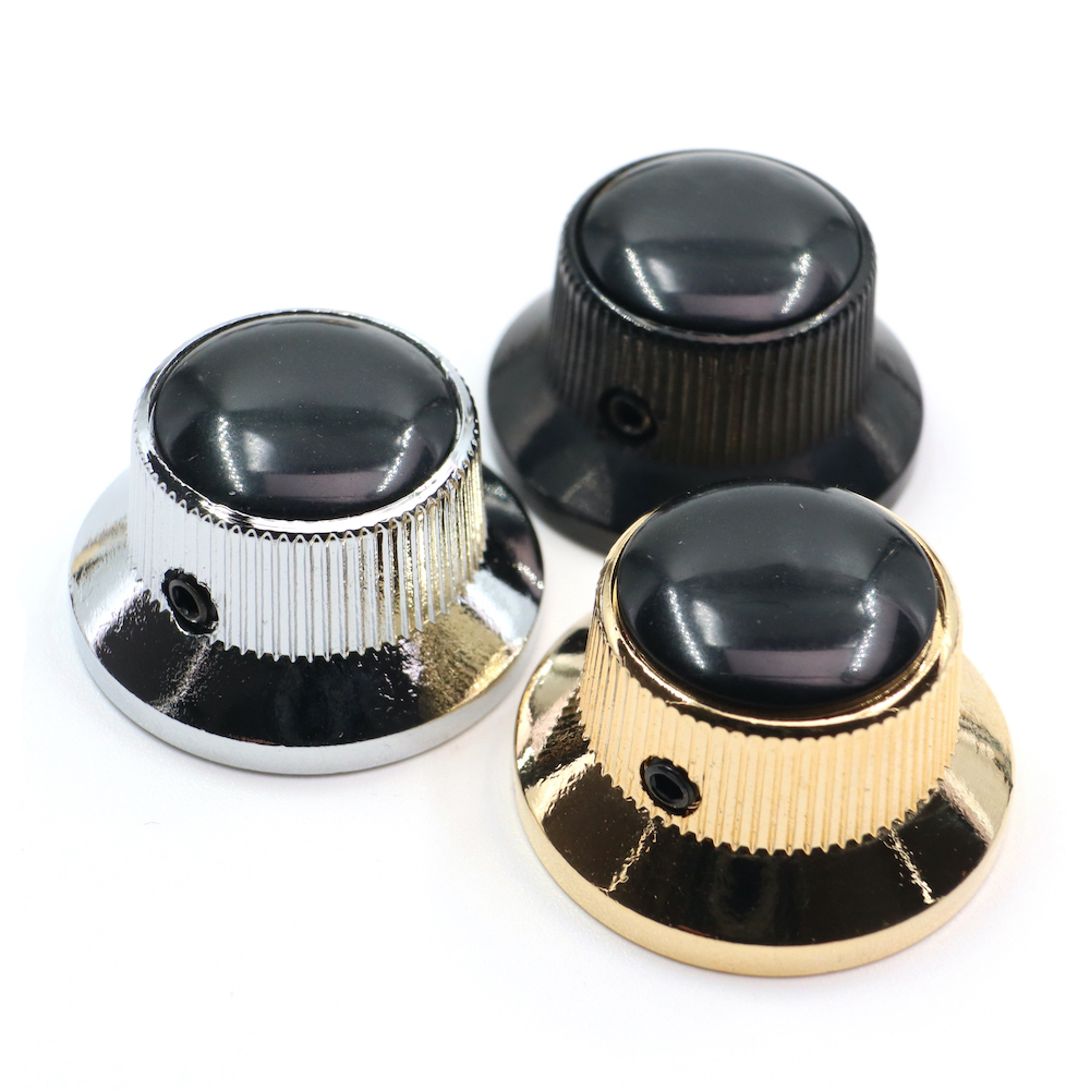 stringsnordic.com - Metal Strat Knob With Black Pearl Top (Set screw)
