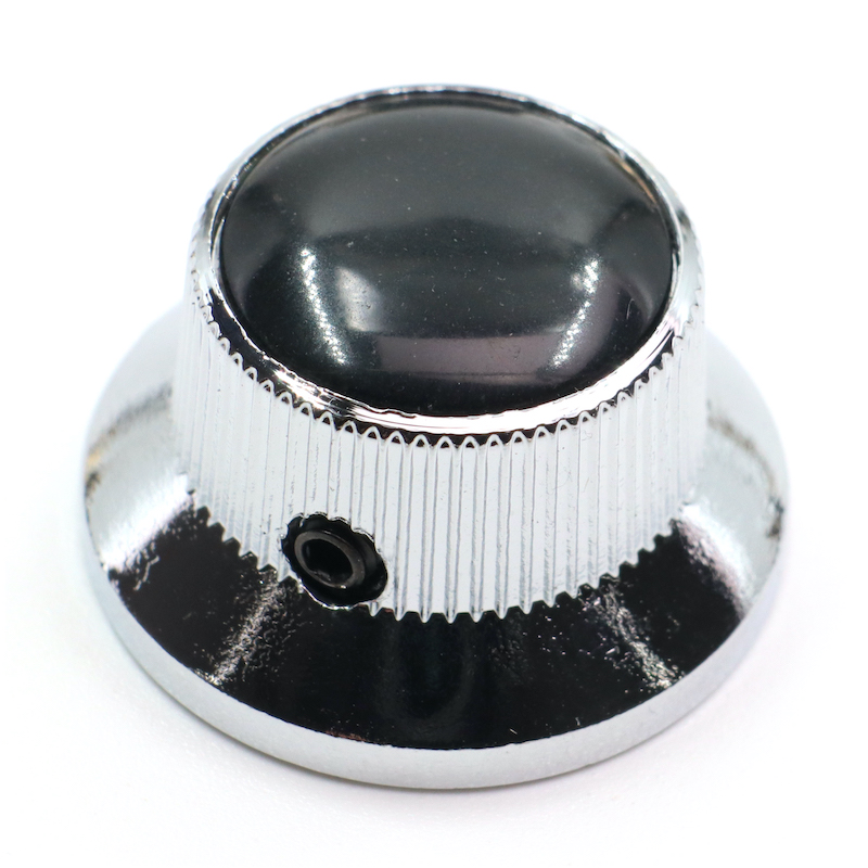 stringsnordic.com - Metal Strat Knob With Black Pearl Top (Set screw)