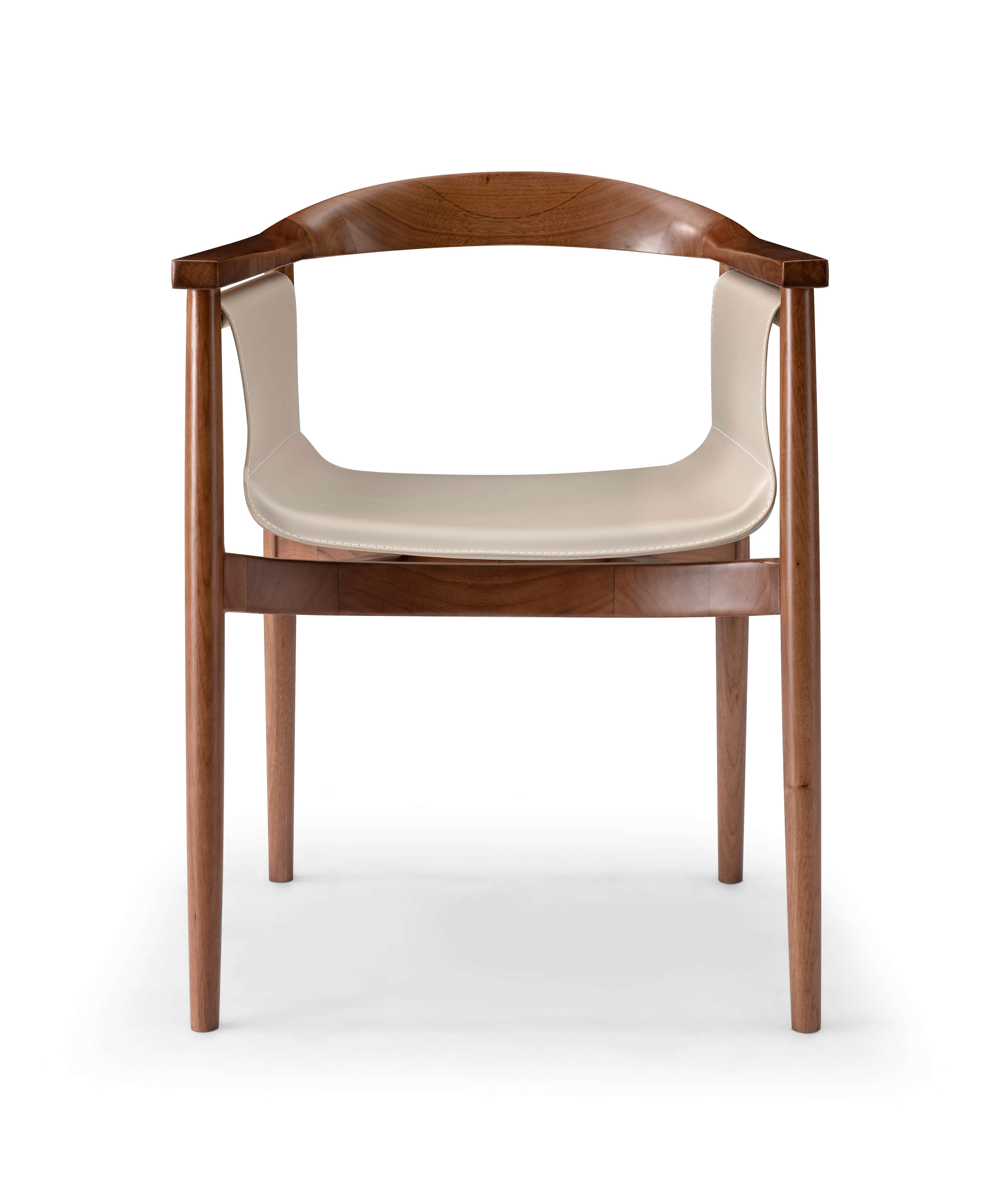 Matstol i valnötsfinish/beige - Schangtil Design