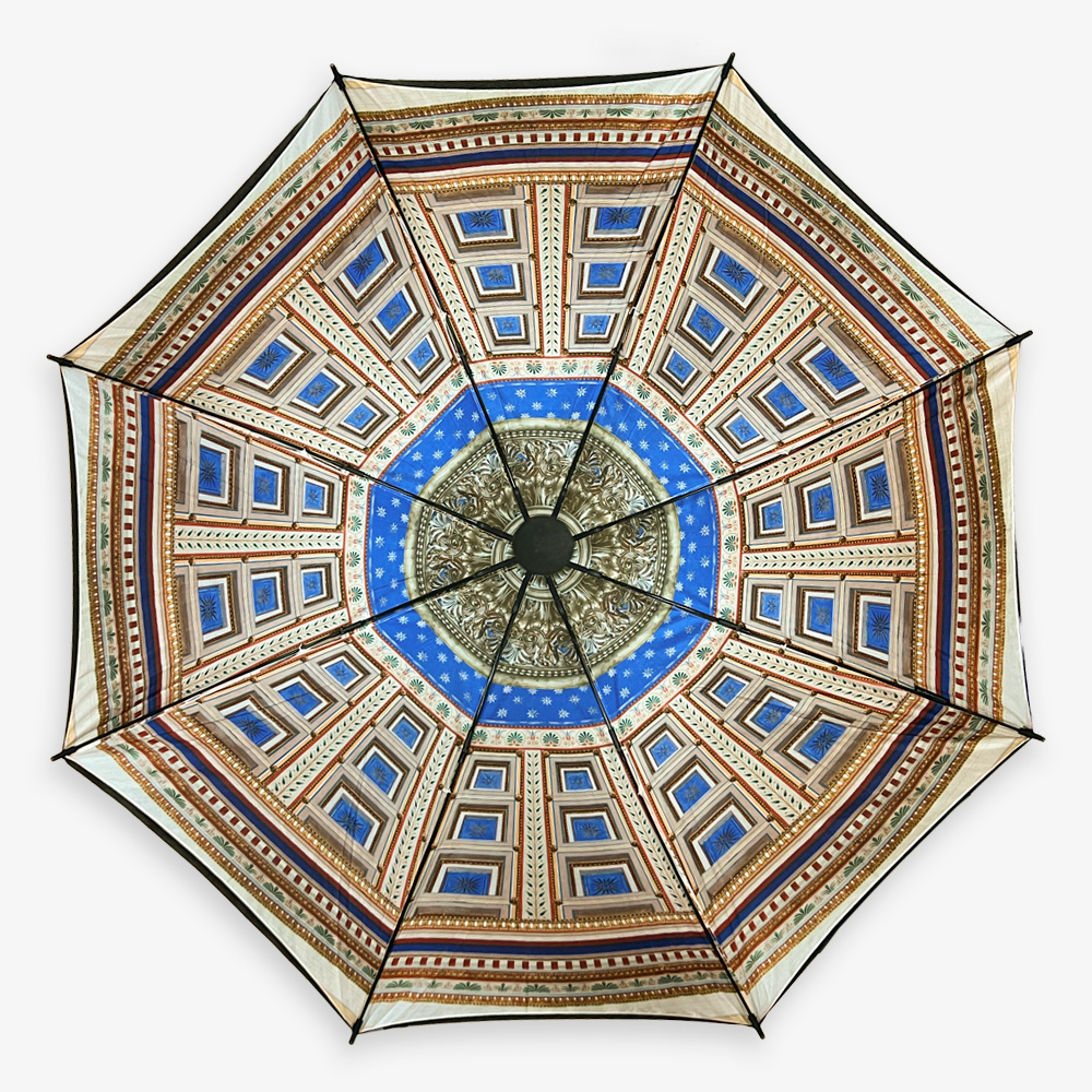 Umbrella with the canopy in the auditorium of the university building ...