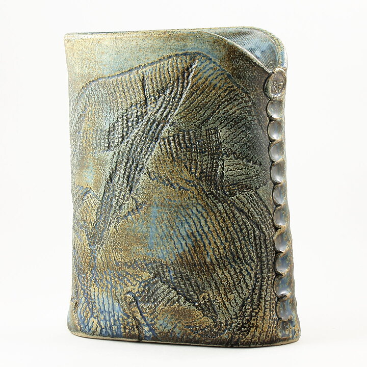 Paula von Freymann (1970s) Unique Block Vase with Plant Decor 26 cm