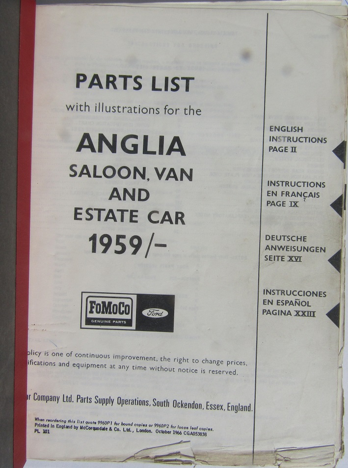 www.hortlund.se - 1959-1967 Ford Anglia 105E, 123E, 307E, 309E Parts list