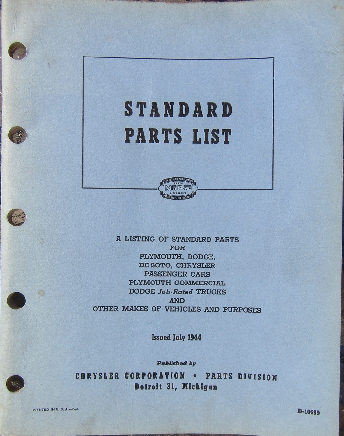 www.hortlund.se - 1944 MoPar Standard Parts List