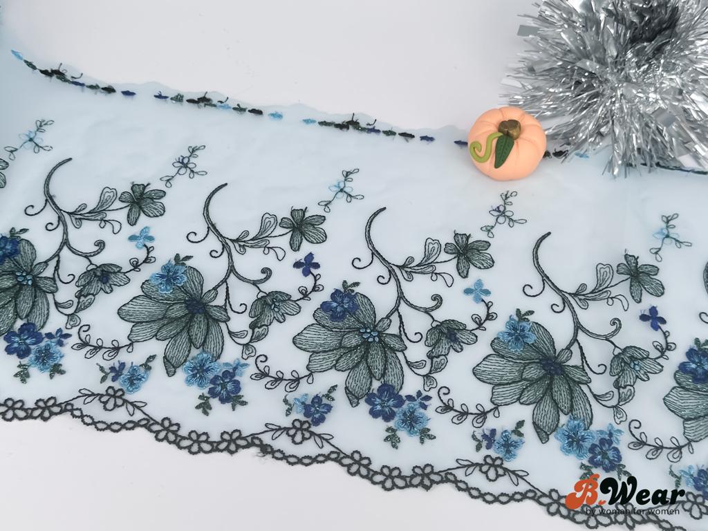 Beautiful blue non-stretch lace - 20 cm - B,Wear