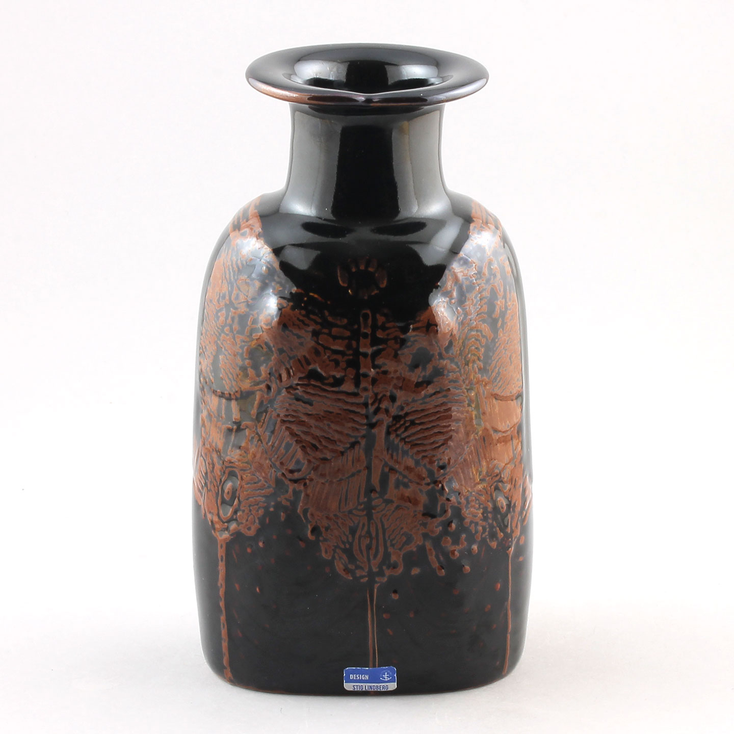 Stig Lindberg (1970s) People Vase with Tenmoku Glaze 21 cm