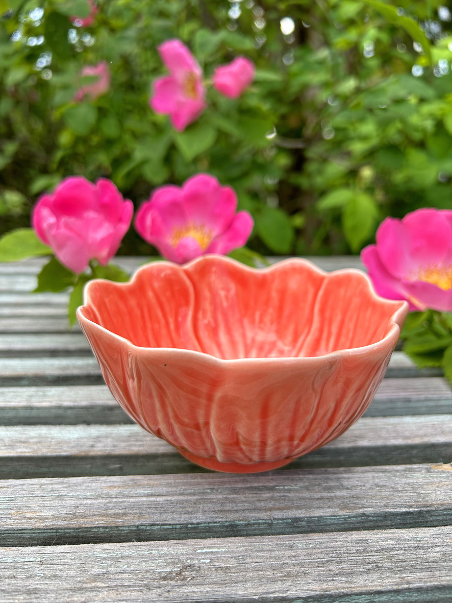 Vita Ranunkler - Skål Flora laxrosa (liten)