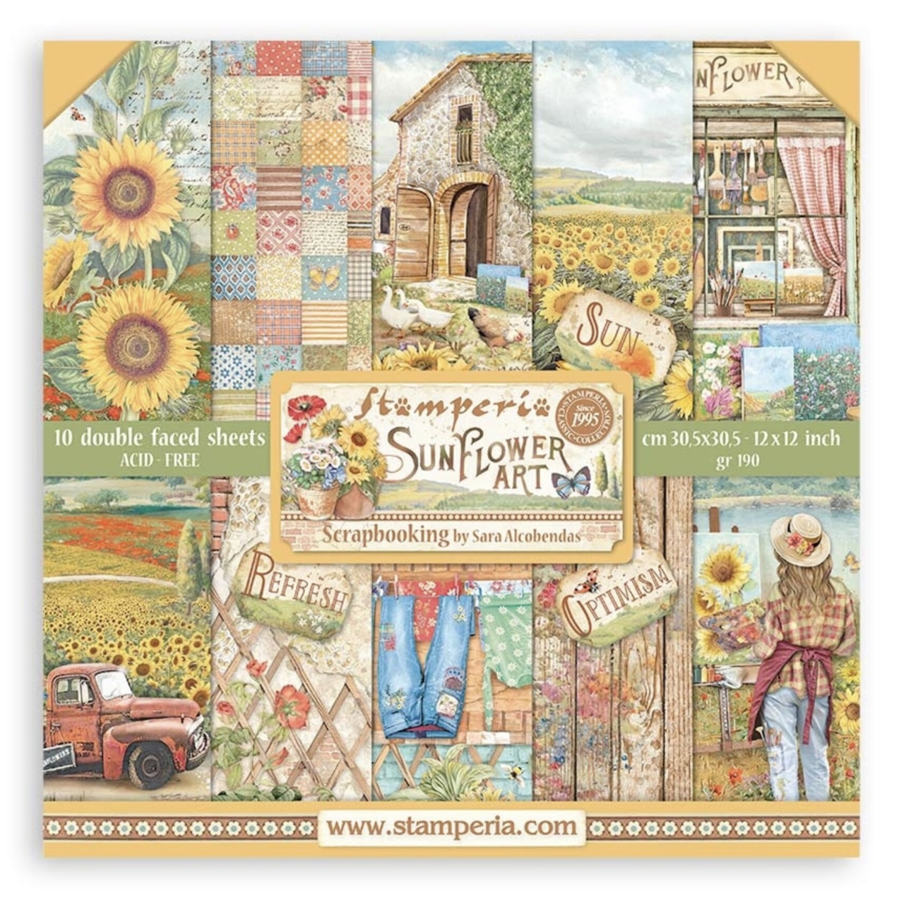 Stamperia Paper Pad 12X12 - Sunflower Art - Scrapkammaren