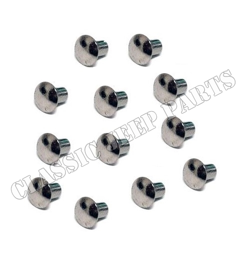 Set with 12 steel rivets data plates on glove box late FORD GPW